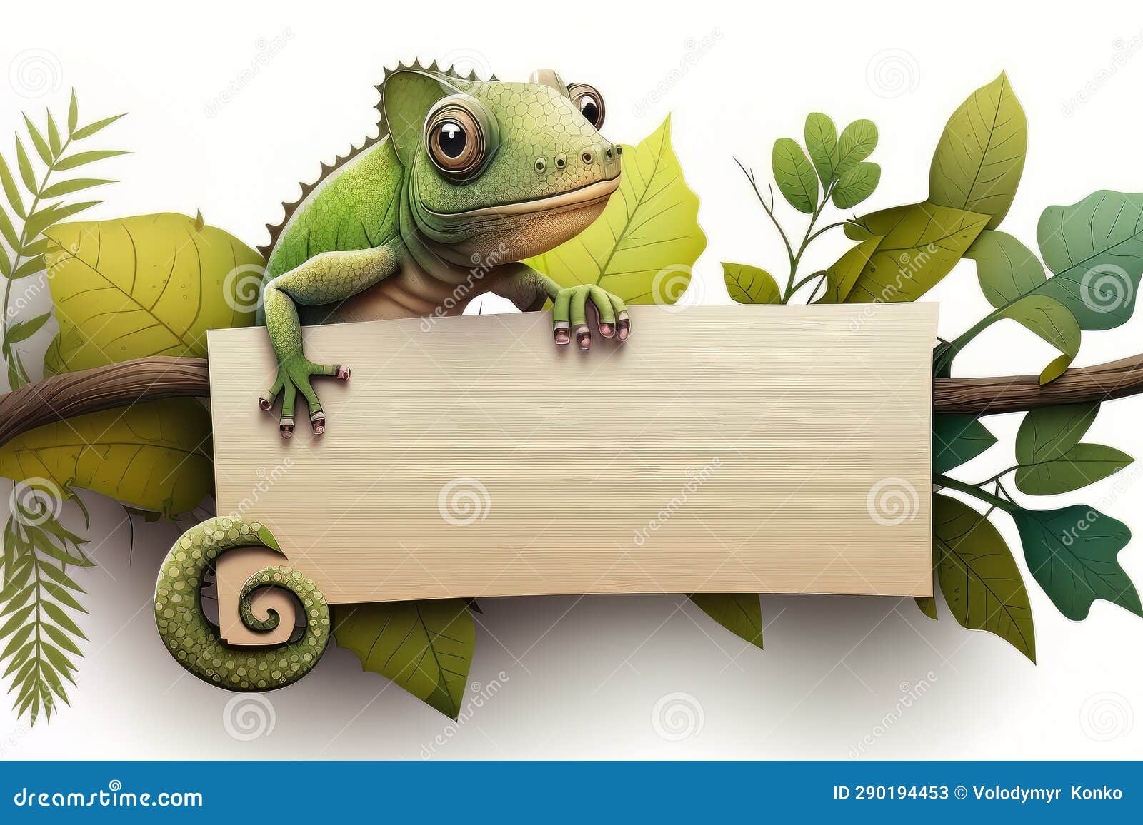 Cute Cartoon Chameleon Banner with Space for Copy. Generative Ai Stock ...