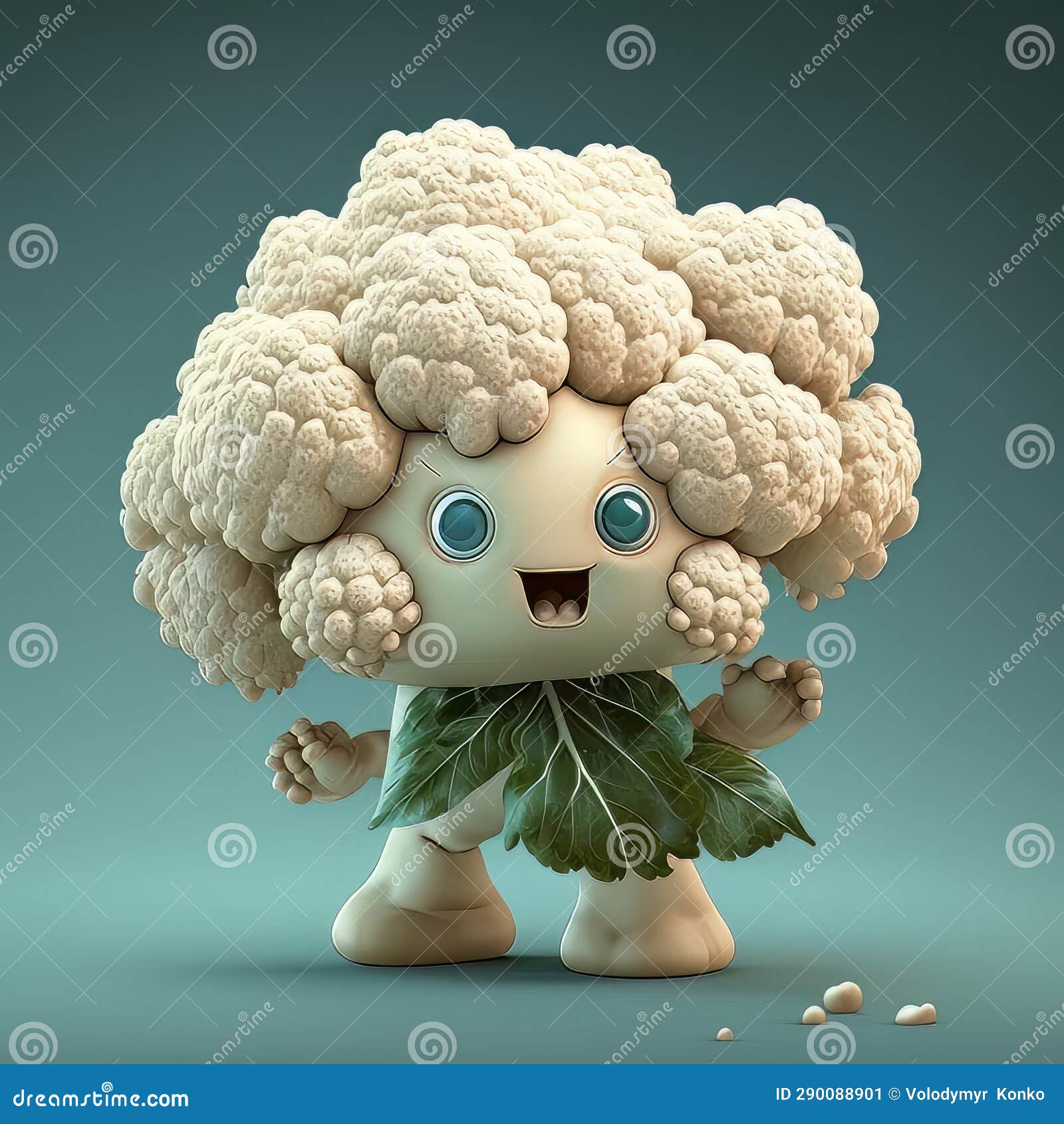 Cute Cartoon Character of an Afraid Cauliflower. Generative Ai Stock ...