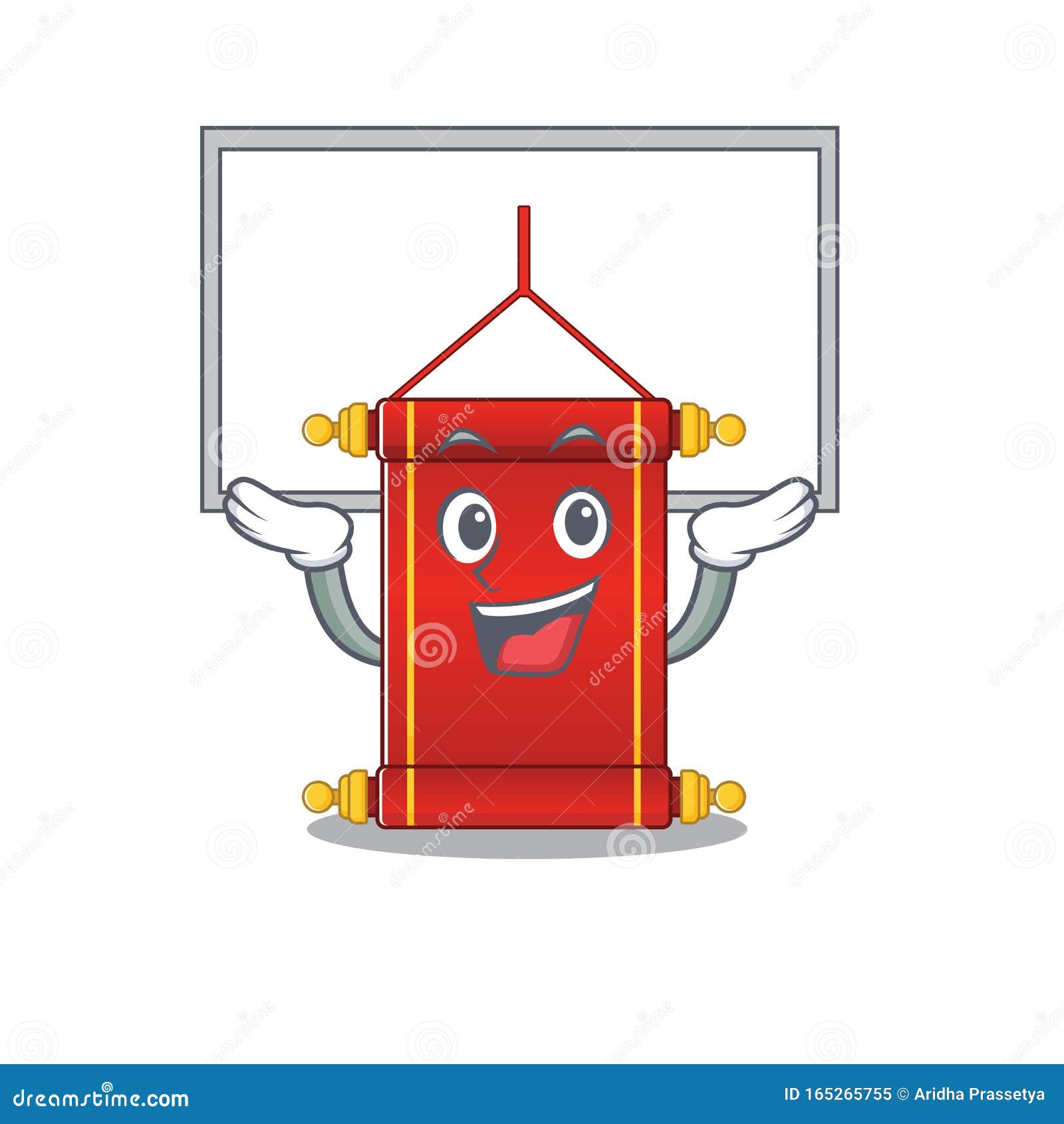 Cute Cartoon Character Chinese Scrolls Raised Up Board Stock Vector ...