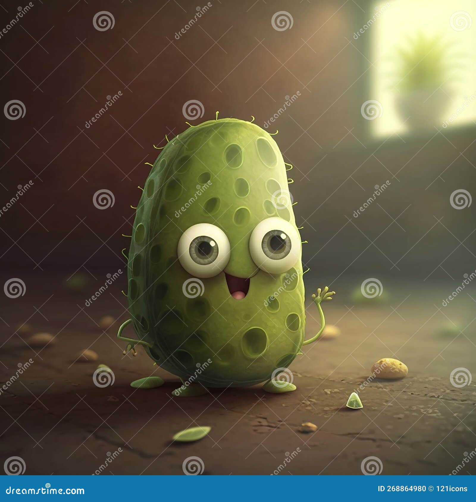 Cute Cartoon Character of Cucumber Using Generative AI Stock ...