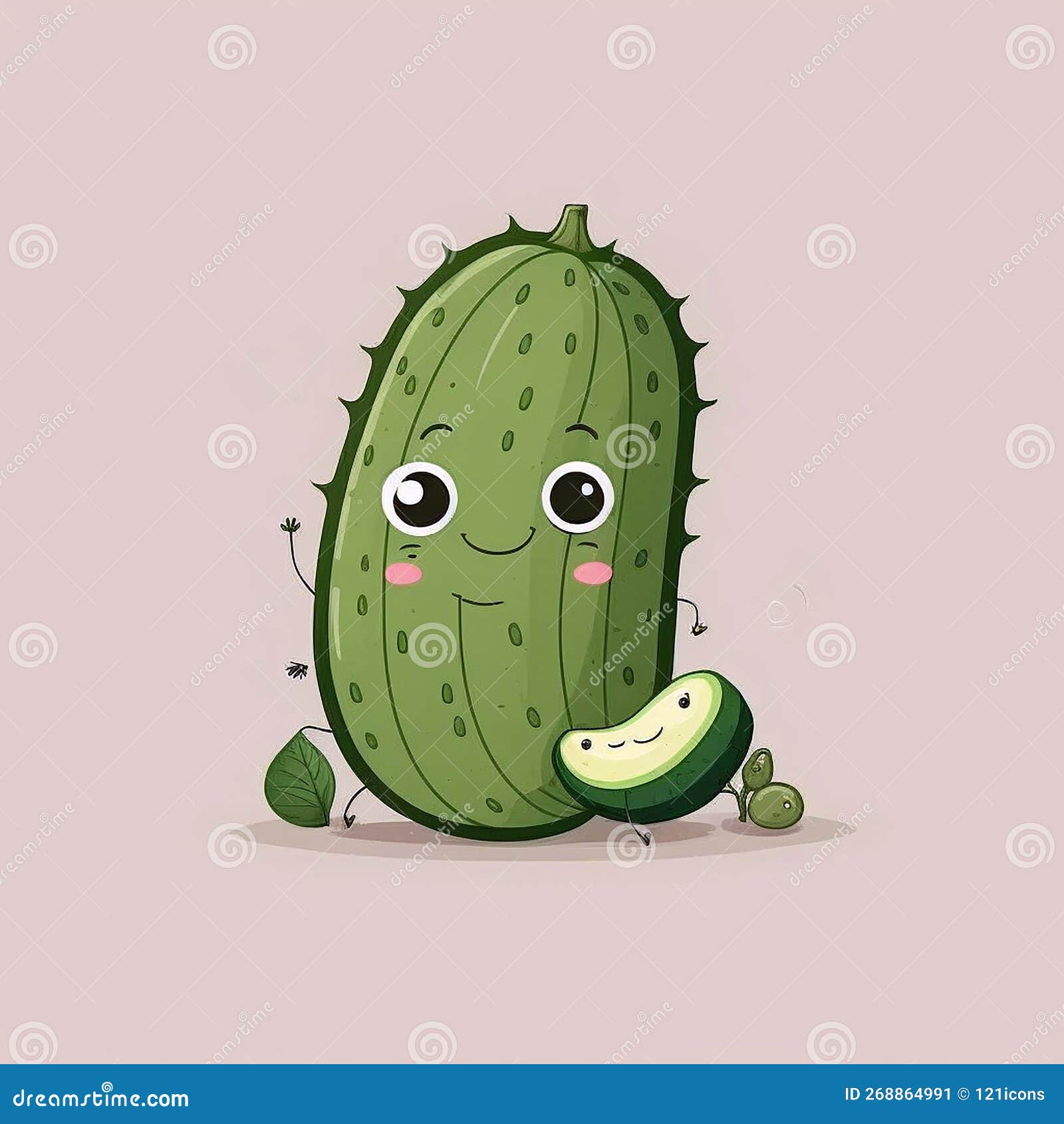 Cute Cartoon Character of Cucumber Using Generative AI Stock ...