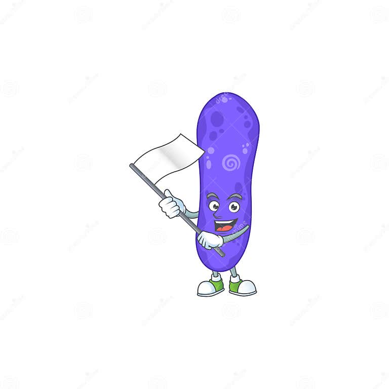 Cute Cartoon Character of Escherichia Coli Holding White Flag Stock ... Cute Cartoon Character of Escherichia Coli Holding White Flag Stock ...