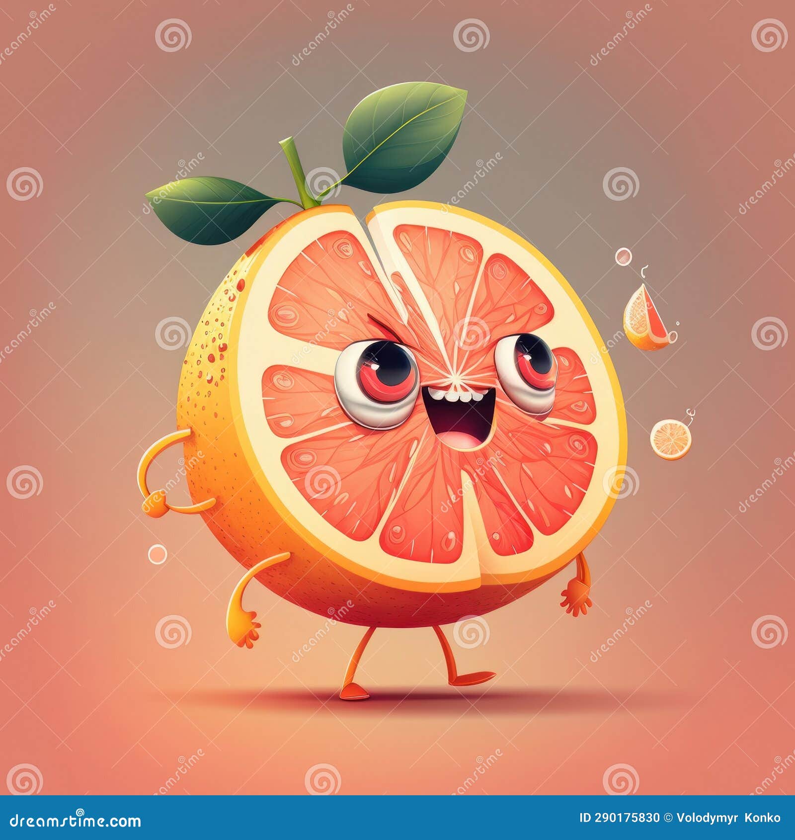 Cute Cartoon Character of Grapefruit. Generative Ai Stock Photo - Image ...