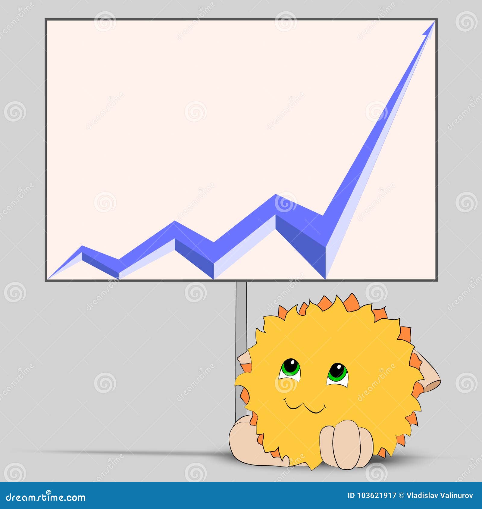 Cute Cartoon Character Looking at a Blue Graph Stock Vector ...