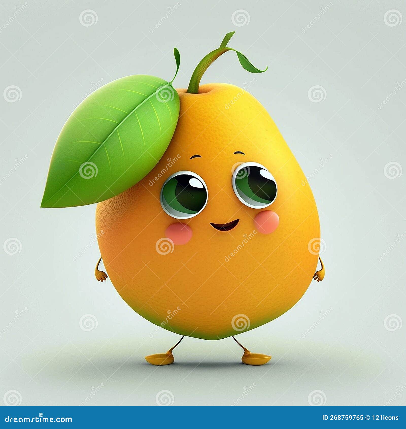 Cute Cartoon Character of a Mango by Generative AI Stock Illustration ...