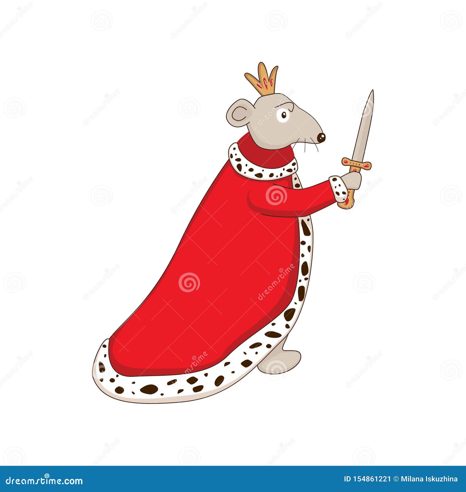 Cute Cartoon Character Mouse King Stock Vector - Illustration of animal ...