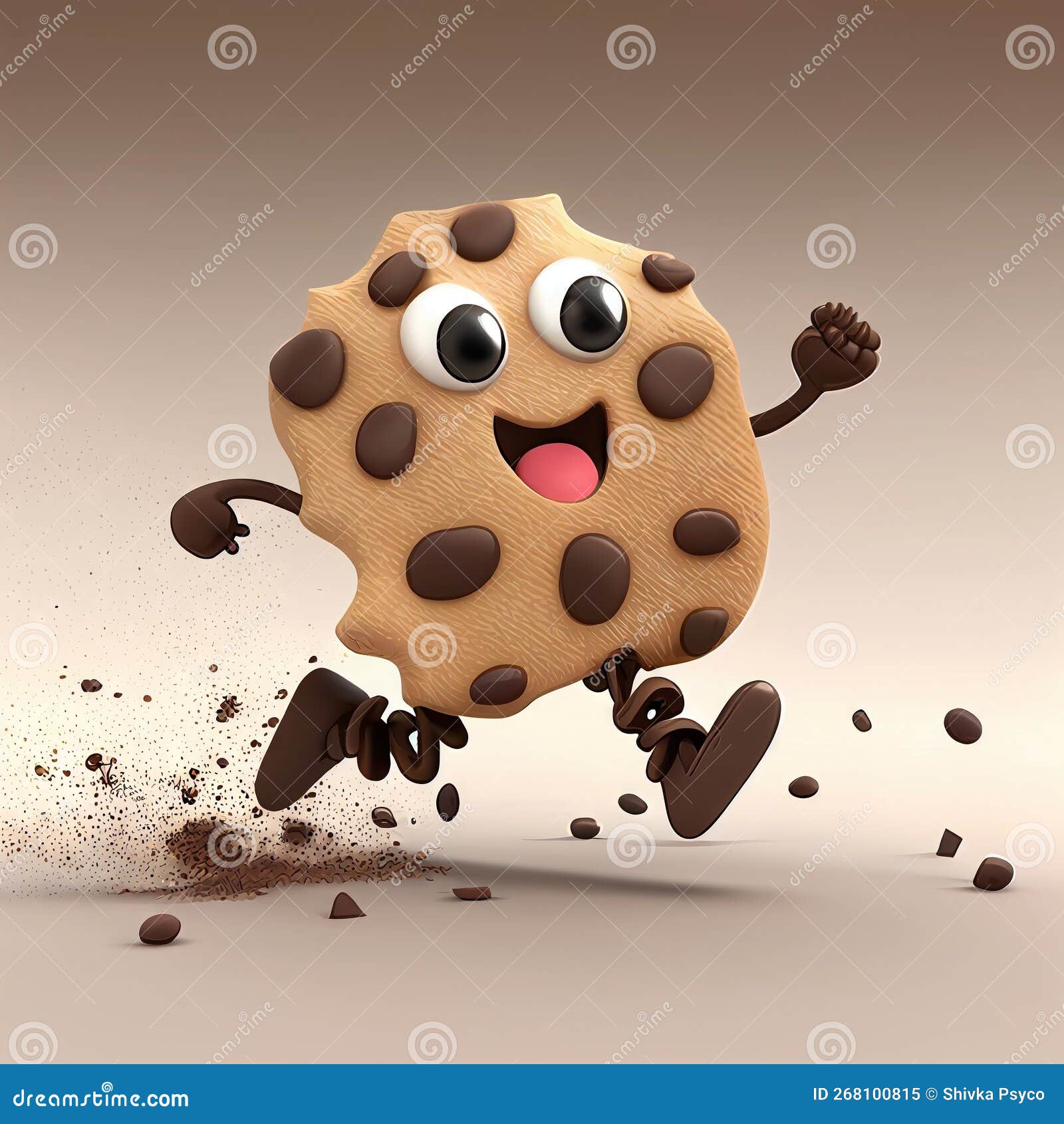 Cute Cartoon Character of Runaway Chocolate Chips Generative Ai Stock ...