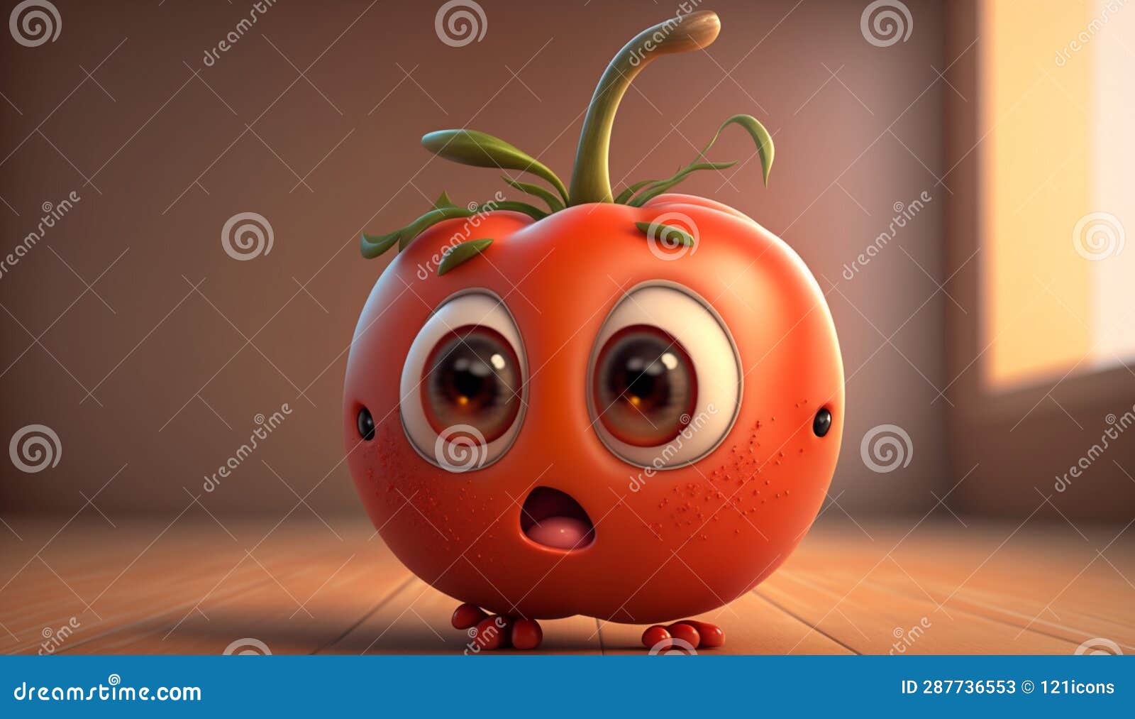Goofy Tomato Cartoon Character With Googly Eyes In 3D On Transparent ...