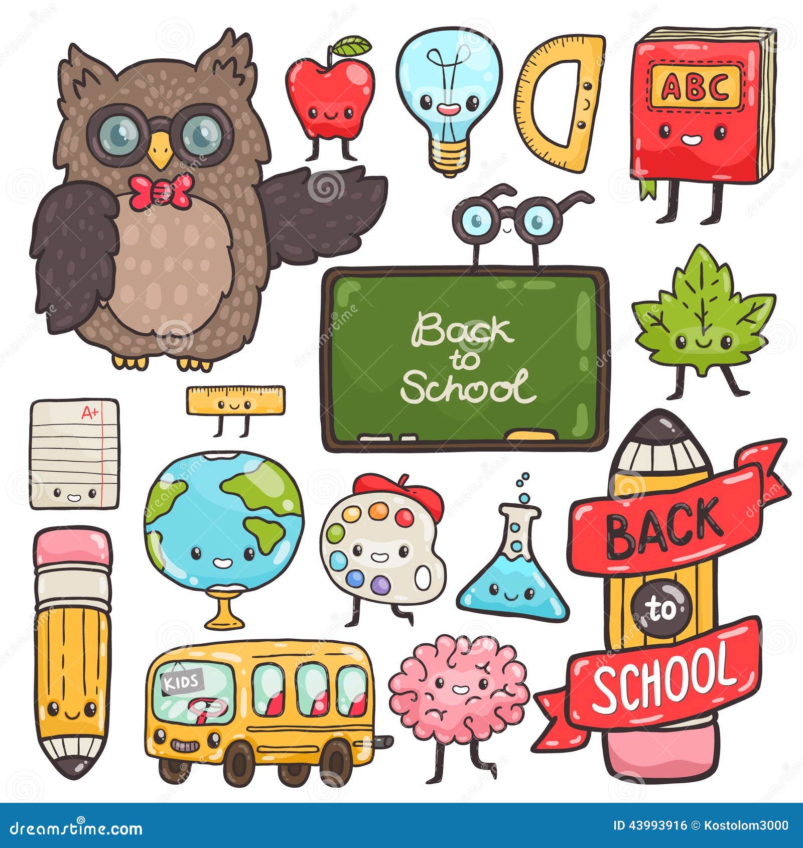 Cute Cartoon Characters. Back To School Background Stock Vector ...