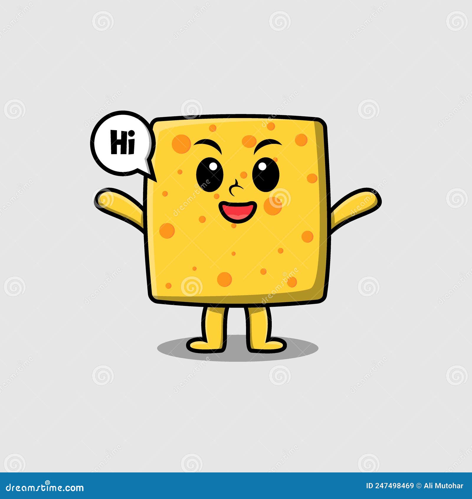 Cute Cartoon Cheese with Happy Expression Stock Illustration ...