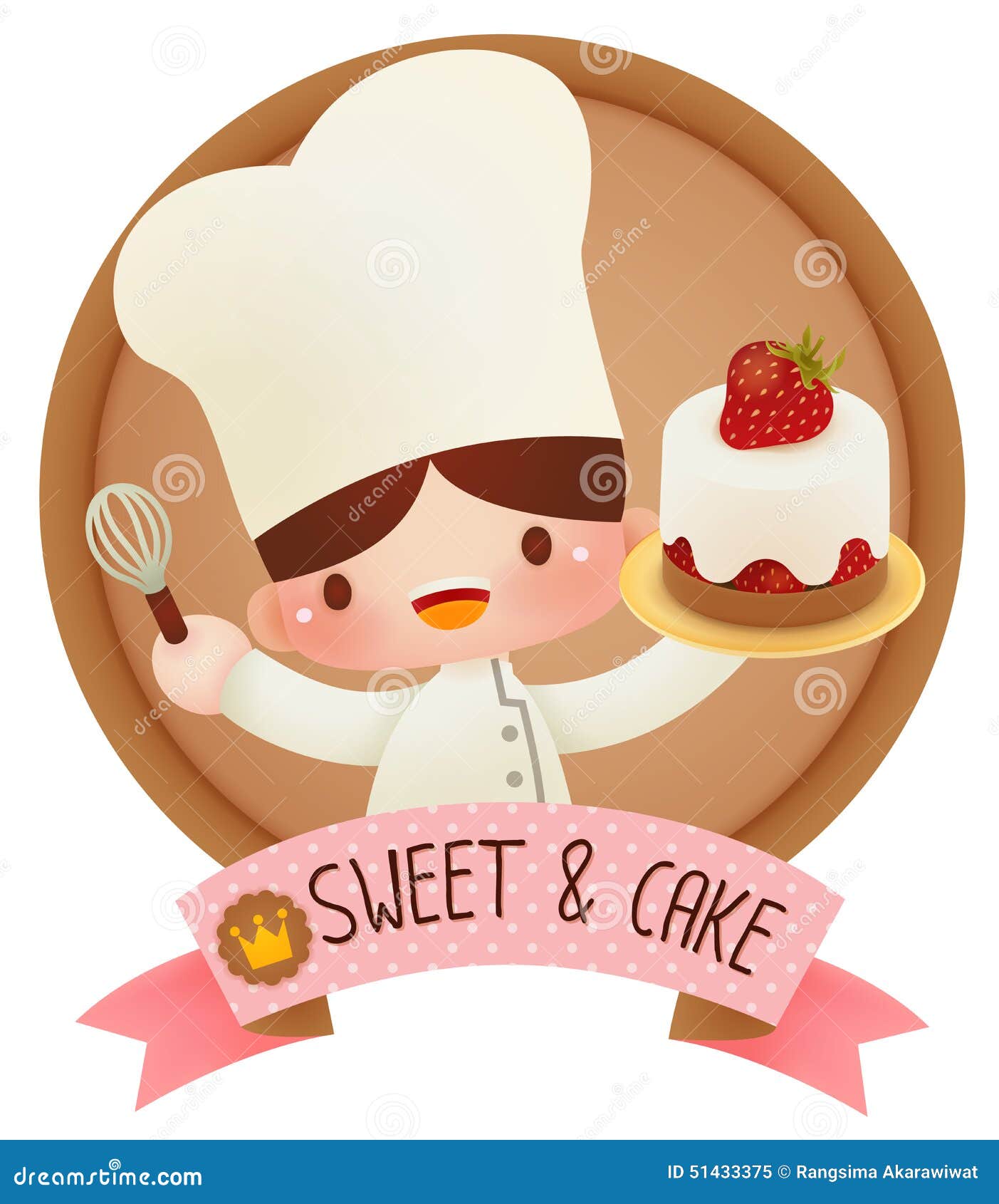 Cute cartoon chef stock illustration. Illustration of badge - 51433375