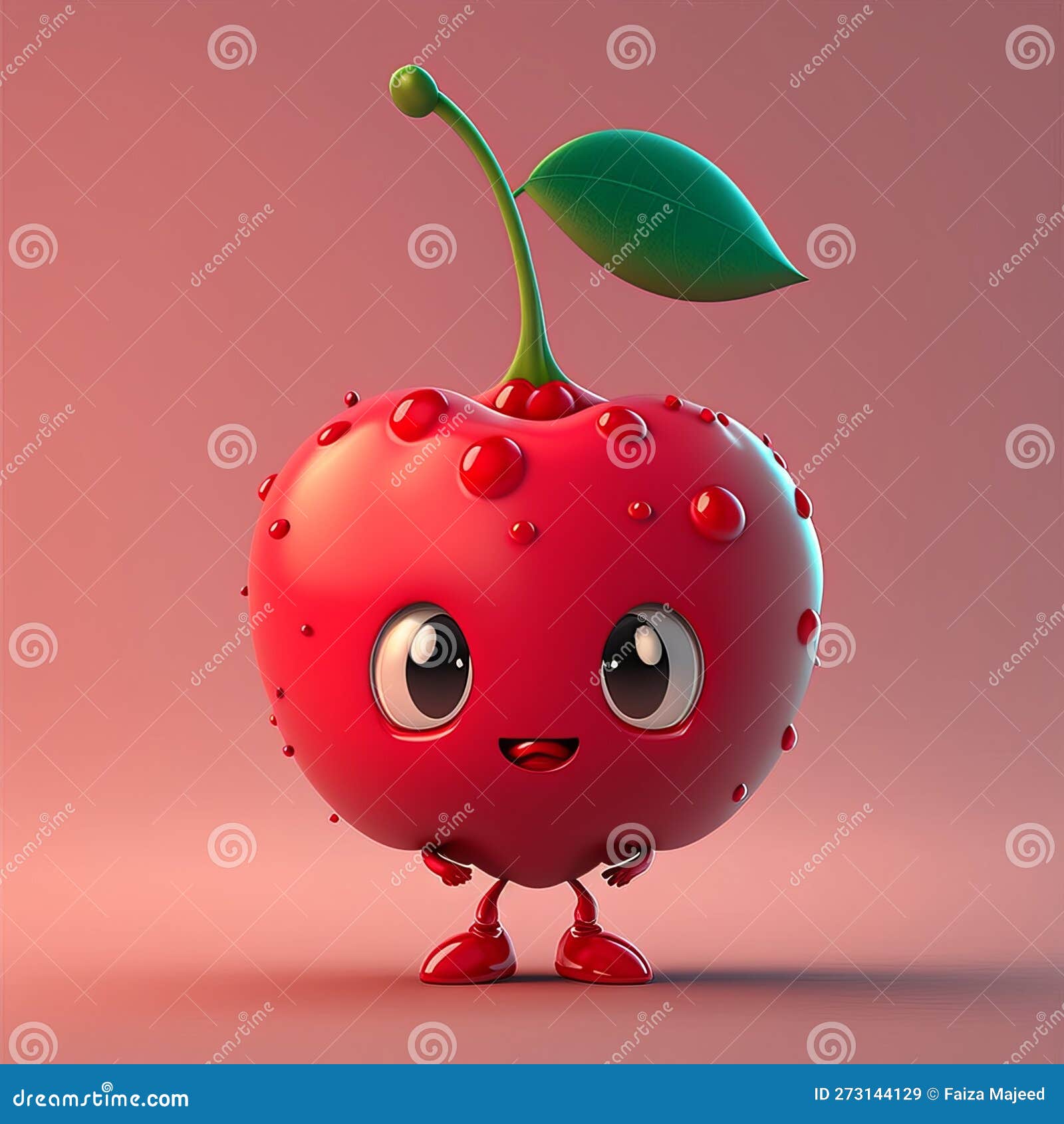 Cute Cartoon Cherry Character, Generative AI Stock Illustration ...