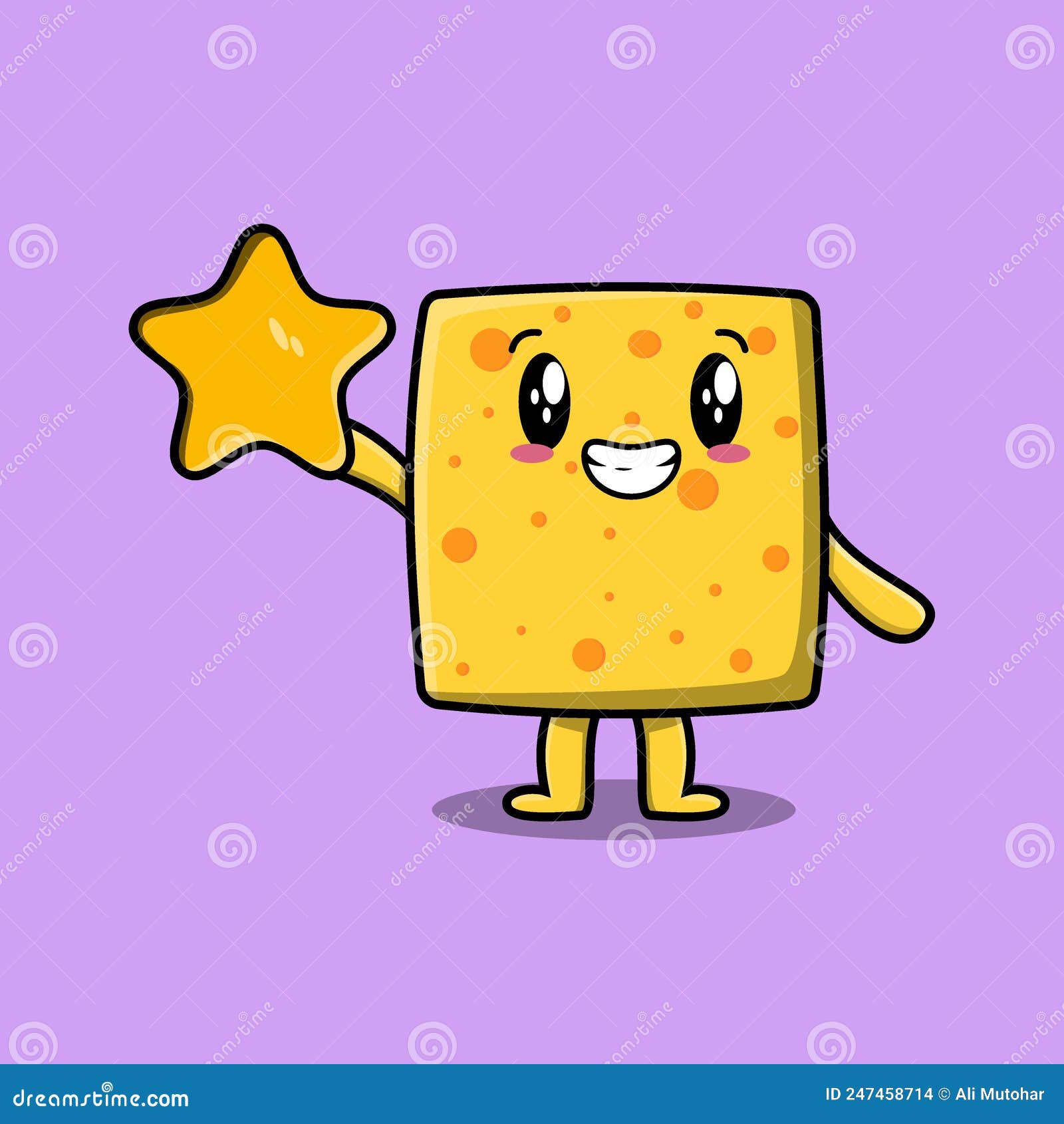 Cute Cartoon Chesse Character in Flat Style Stock Vector - Illustration ...