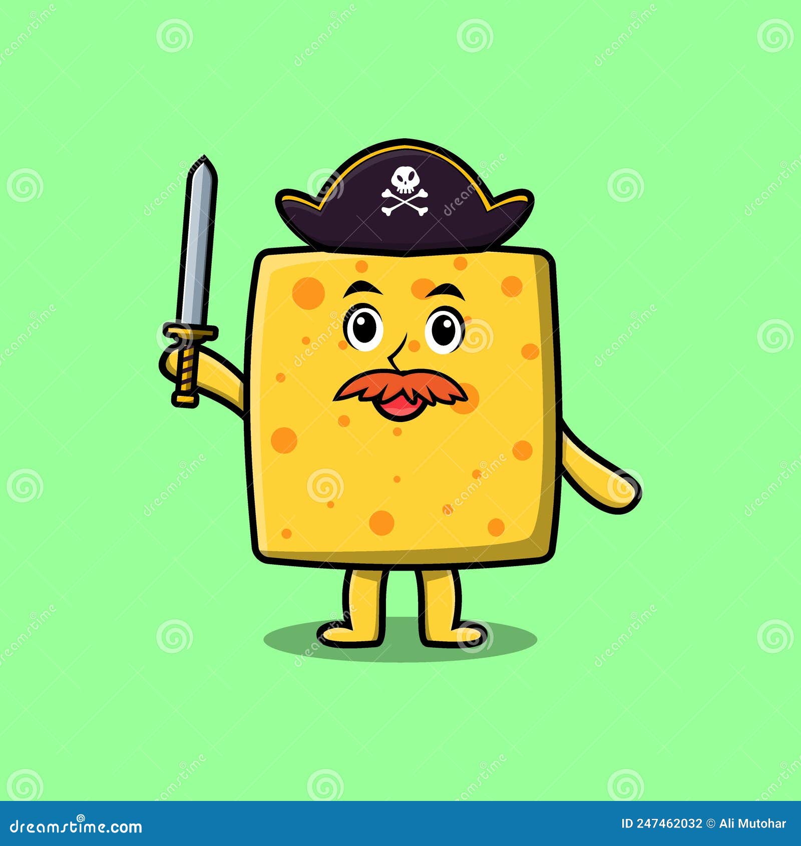 Cute Cartoon Chesse Character in Flat Style Stock Vector - Illustration ...