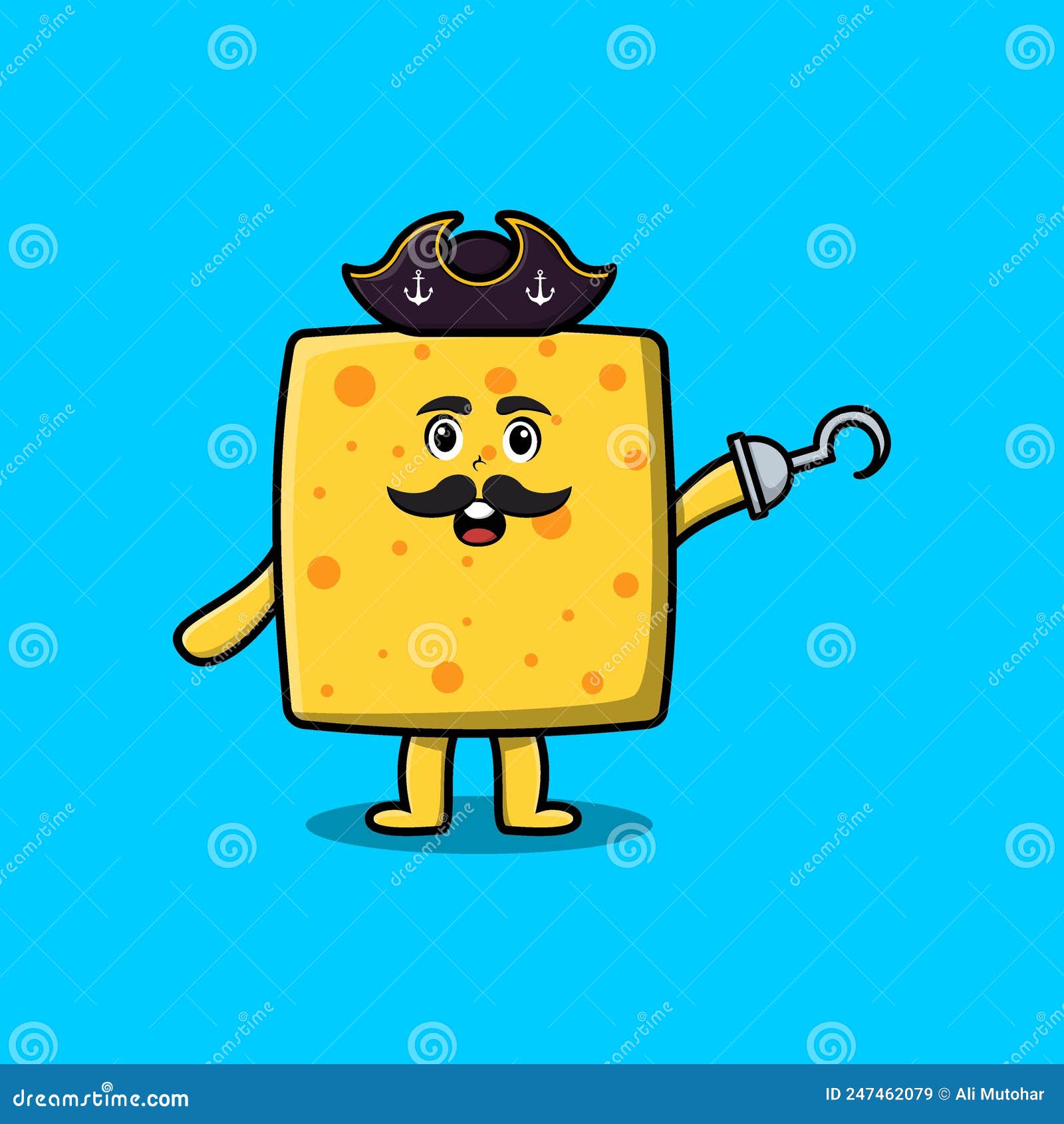 Cute Cartoon Chesse Character in Flat Style Stock Vector - Illustration ...