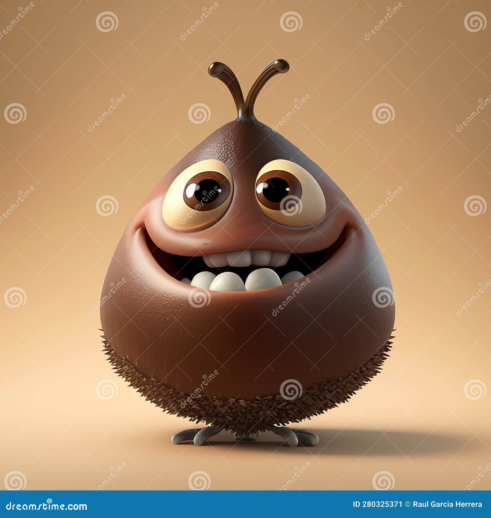 Cute Cartoon Chestnut Character. Generative Ai Stock Illustration ...