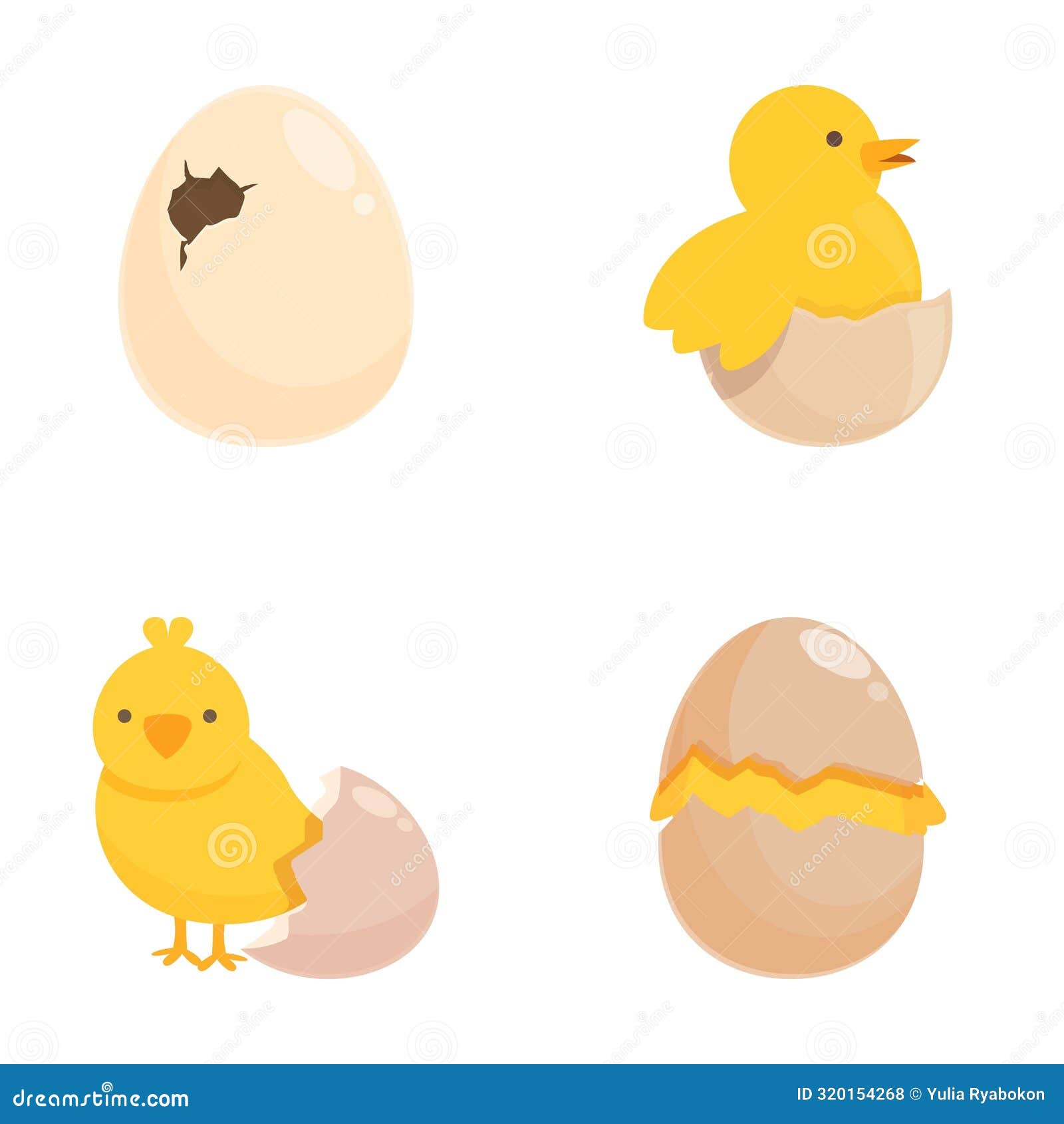 Cute Cartoon Chick Hatching Sequence Stock Vector - Illustration of ...