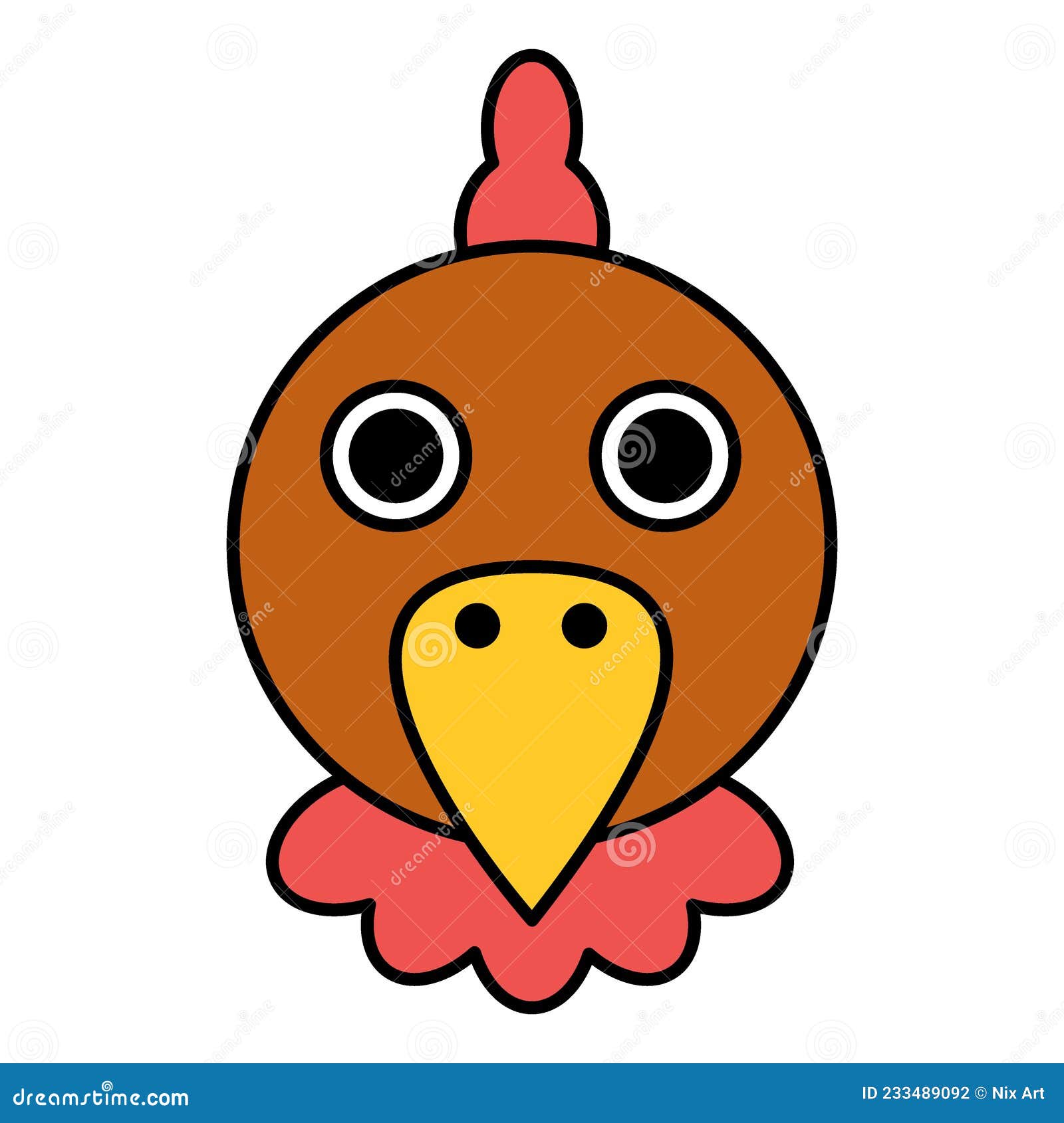Cute Cartoon Chicken Face.vector Illustration.vector Stock Vector ...