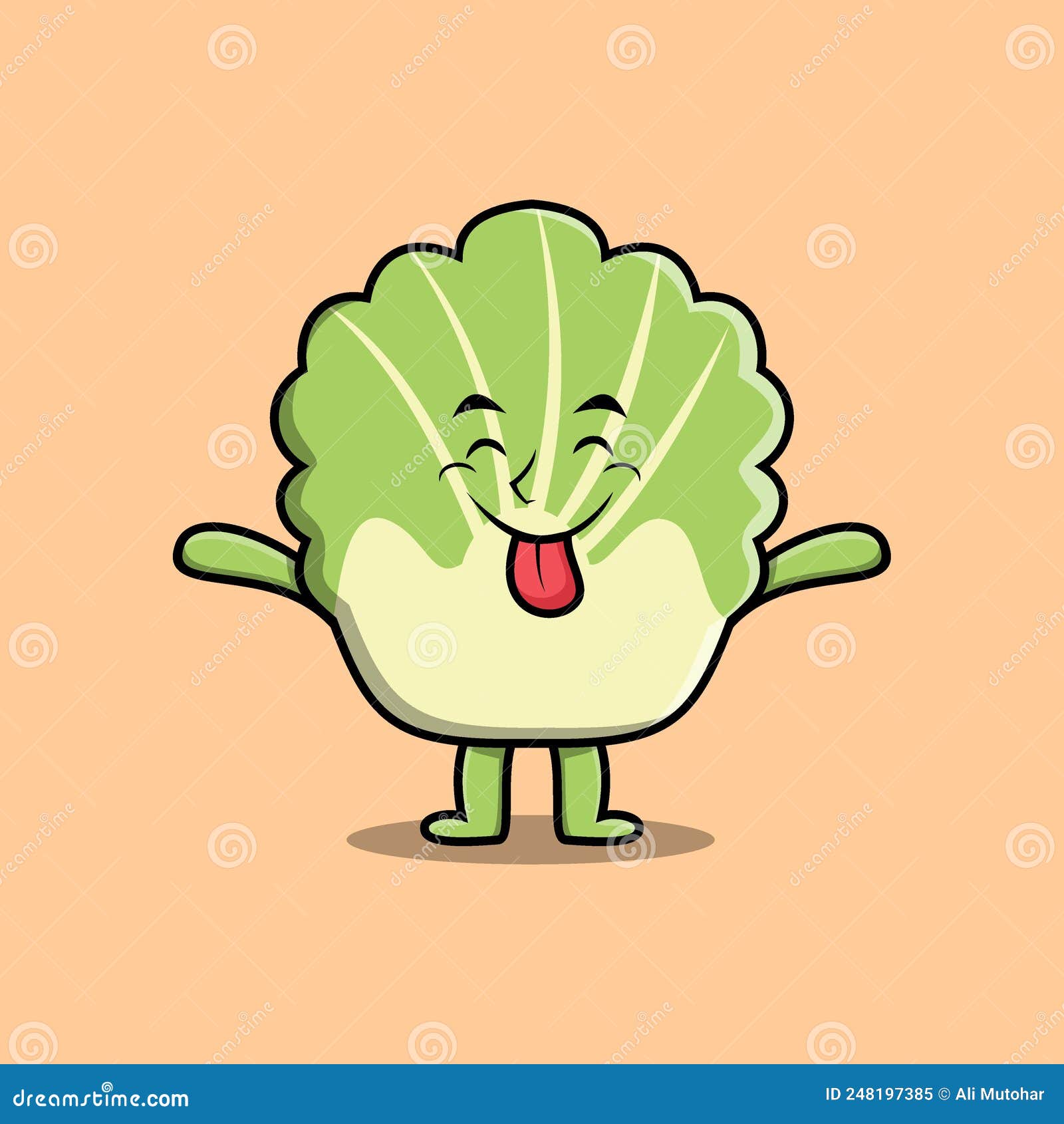 Cute Cartoon Chinese Cabbage on Flashy Expression Stock Illustration ...