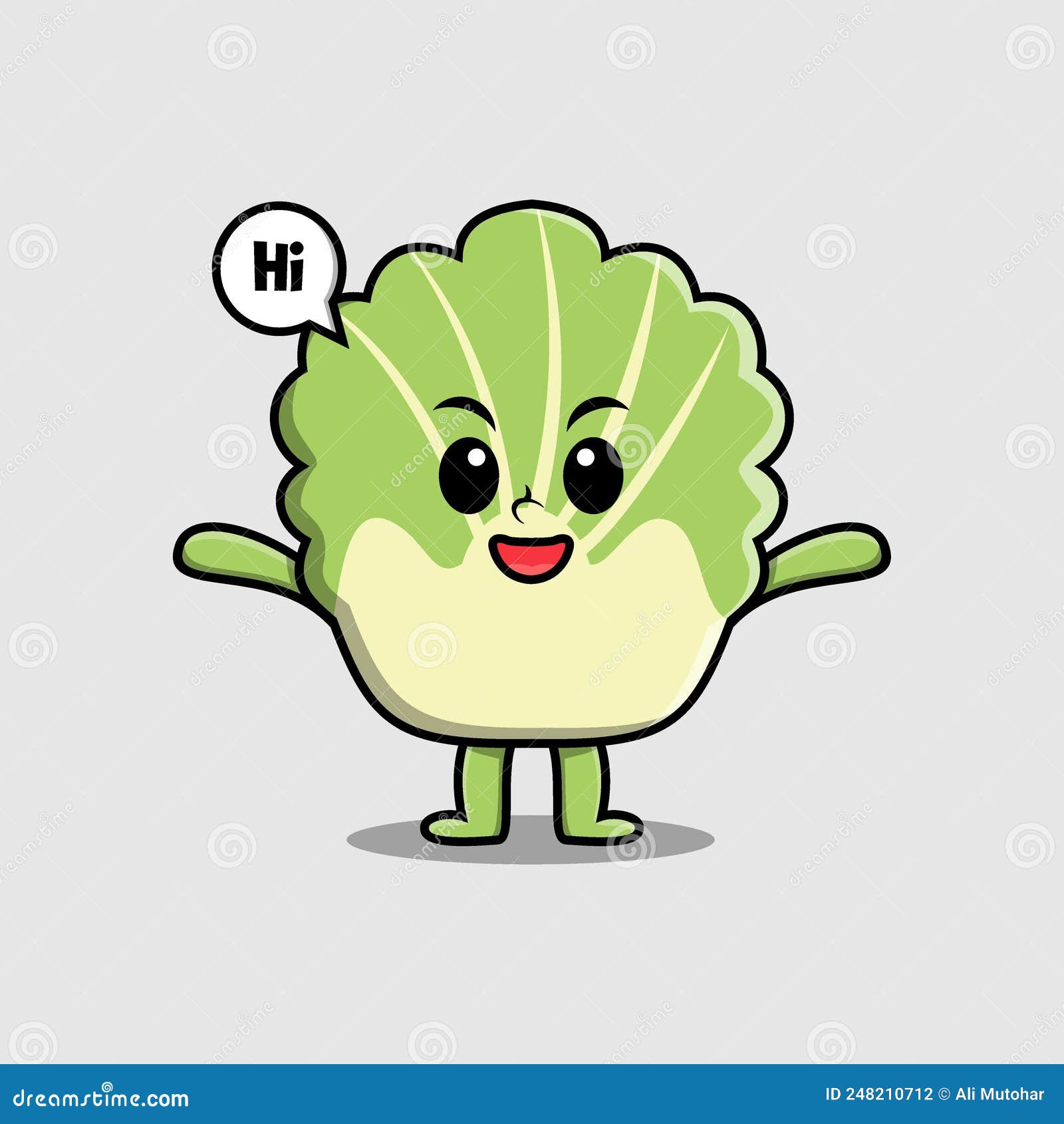 Cute Cartoon Chinese Cabbage with Happy Expression Stock Vector ...