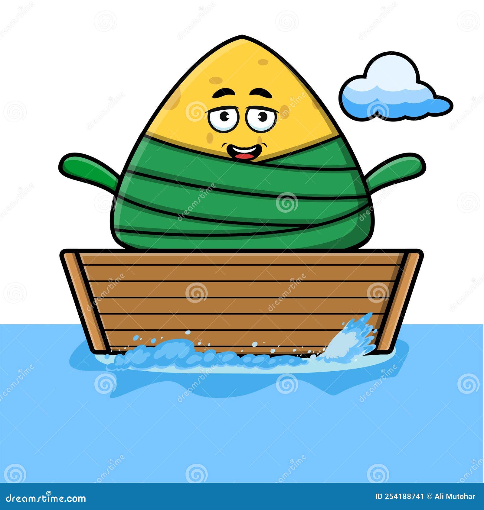 Cute Cartoon Chinese Rice Dumpling Get on Boat Stock Vector ...