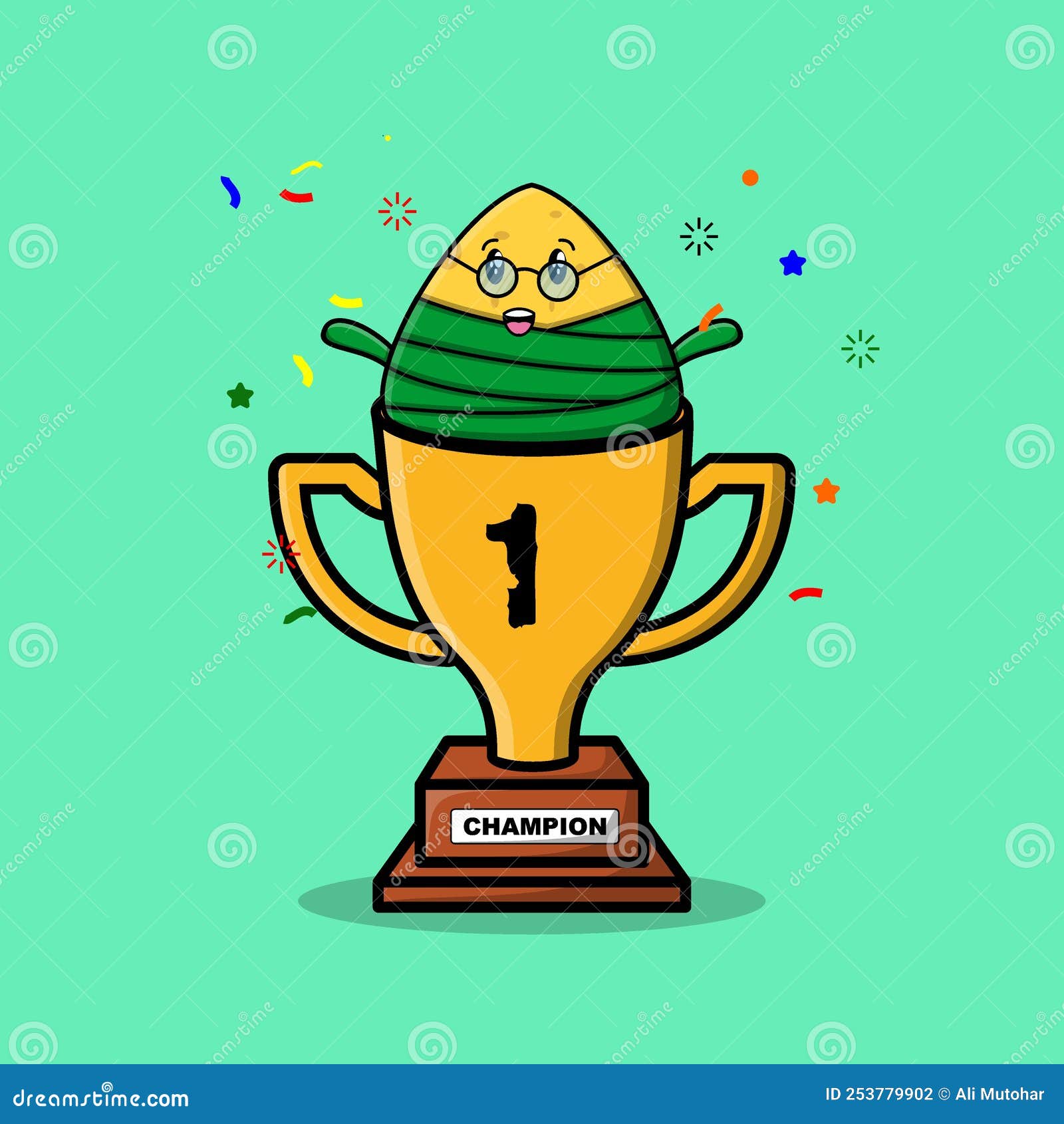 Cute Cartoon Chinese Rice Dumpling in Trophy Stock Vector ...