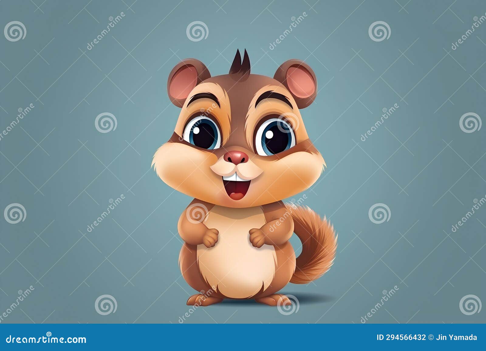 Cute Cartoon Chipmunk on Blue Background. Vector Illustration Stock ...