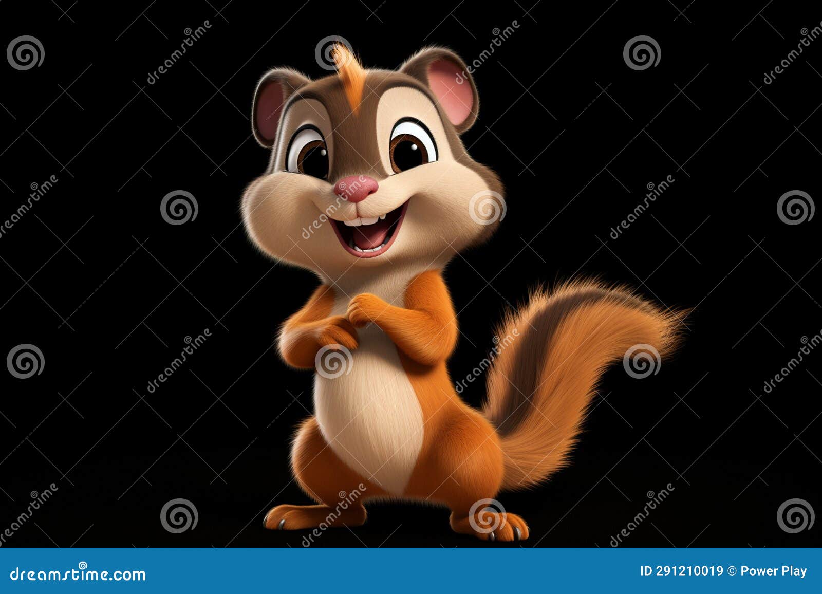Cute Cartoon Chipmunk on the Floor. 3d Rendering Stock Illustration ...