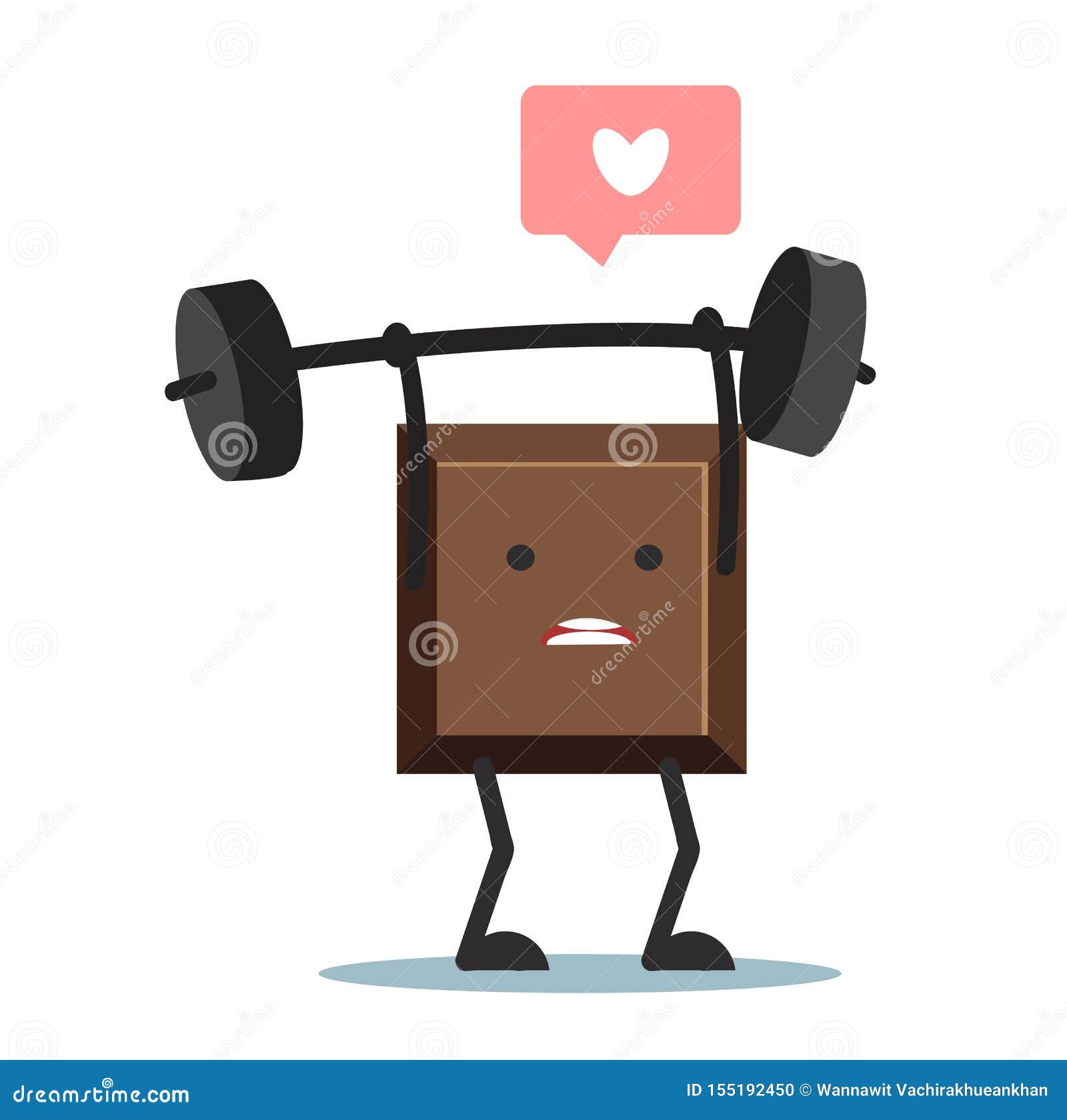 Cute Cartoon of Chocolate Block Lifting Weights Stock Vector ...