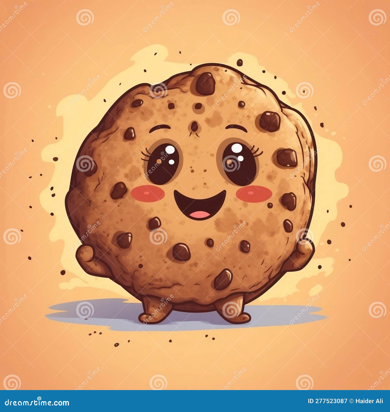 Cute Cartoon Chocolate Cookie Character. Generative AI Stock ...