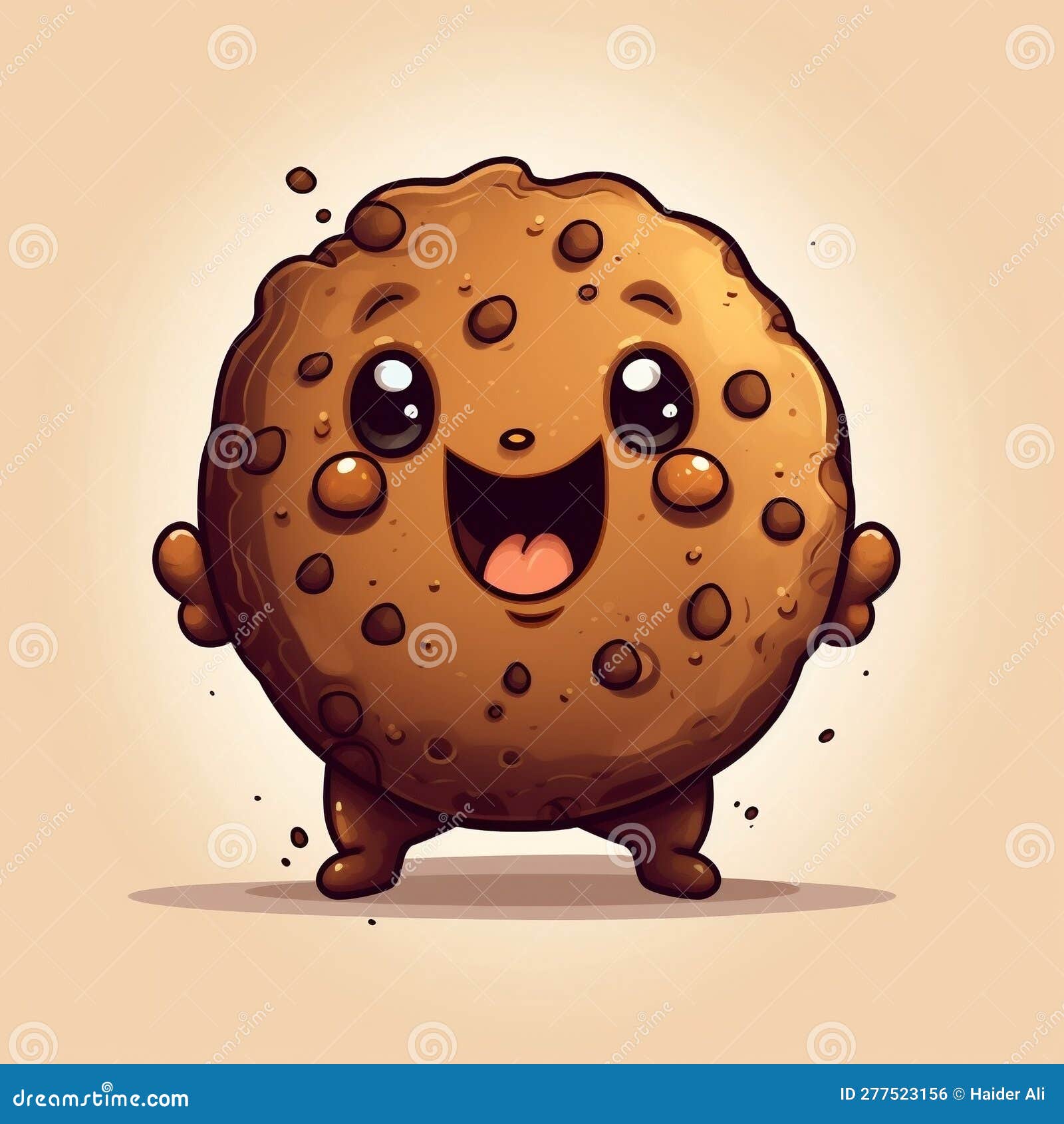 Cute Cartoon Chocolate Cookie Character. Generative AI Stock ...
