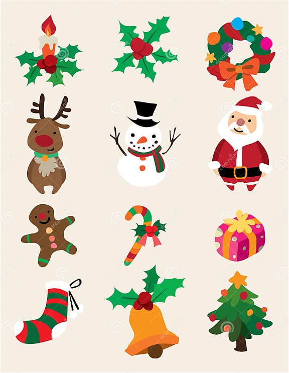 Cute Cartoon Christmas Element Stock Vector - Illustration of candle ...
