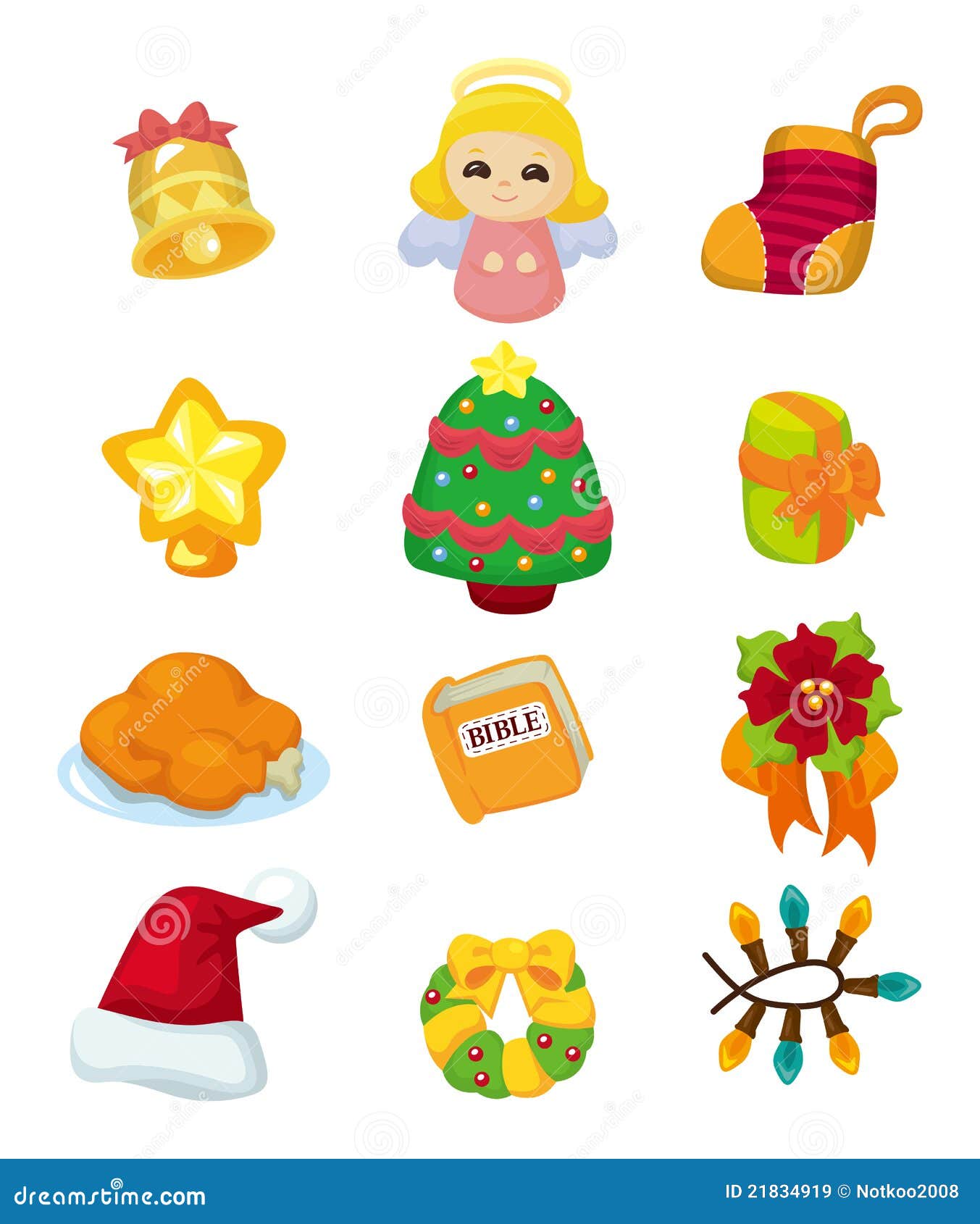 Cute Cartoon Christmas Element Icon Set Stock Vector - Illustration of ...