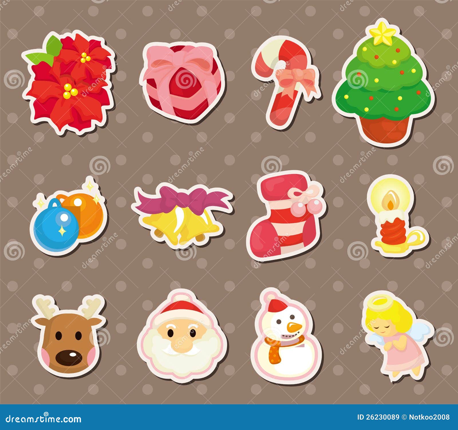 Cute Cartoon Christmas Element Stickers Stock Vector - Illustration of ...