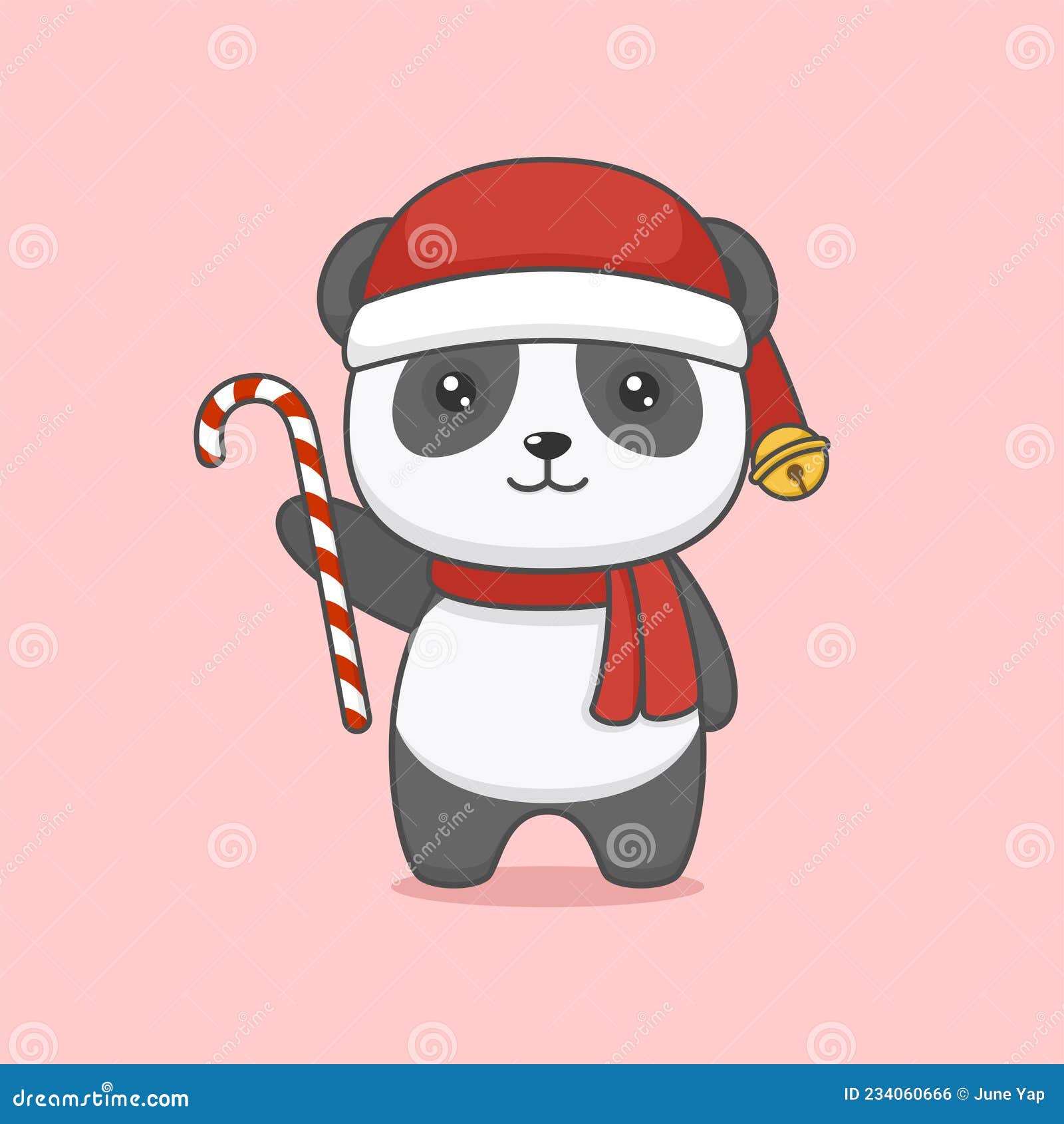 Cute Cartoon Christmas Panda Bear Stock Vector - Illustration of ...