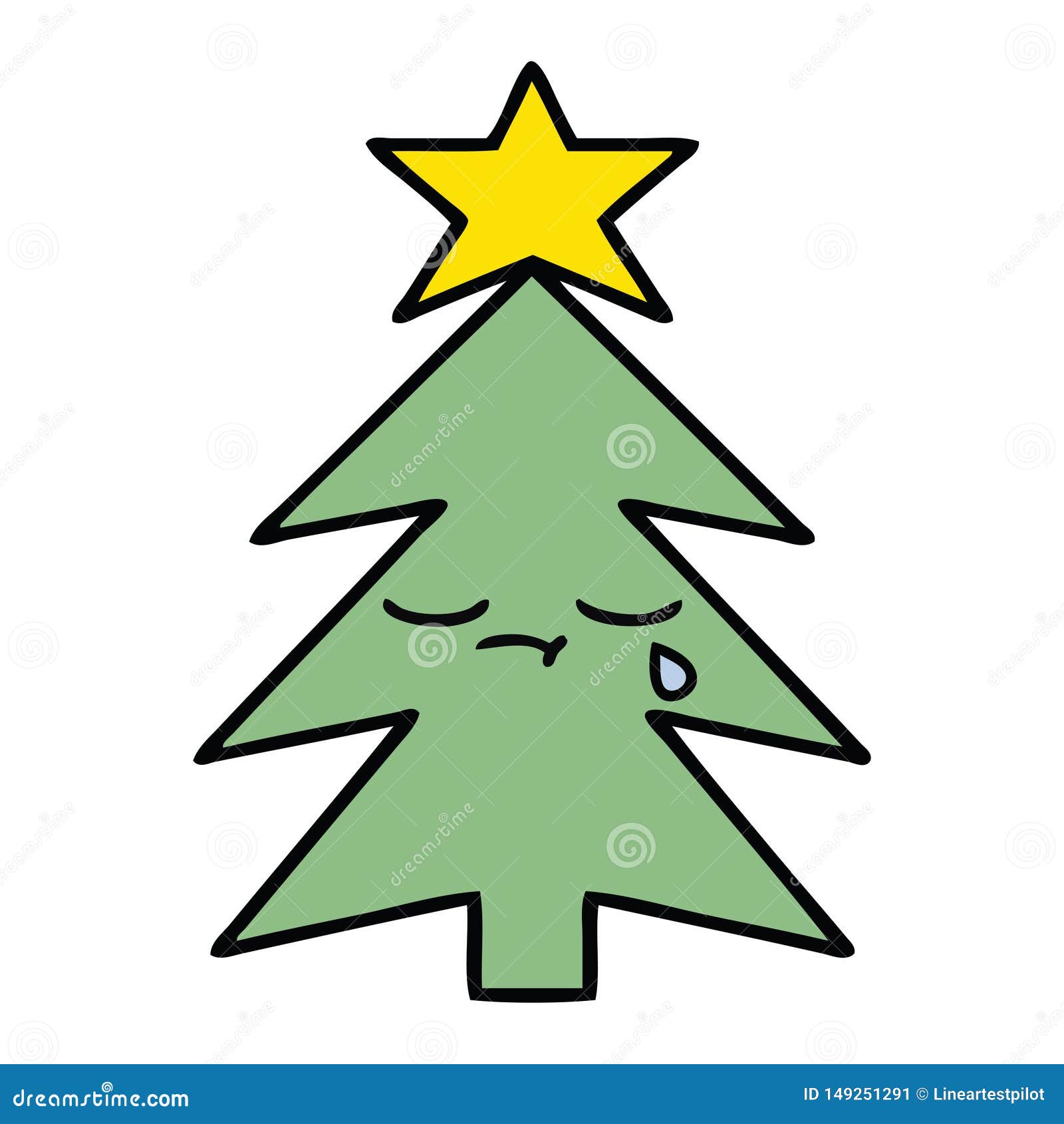 Cute Cartoon Christmas Tree Stock Vector - Illustration of retro ...