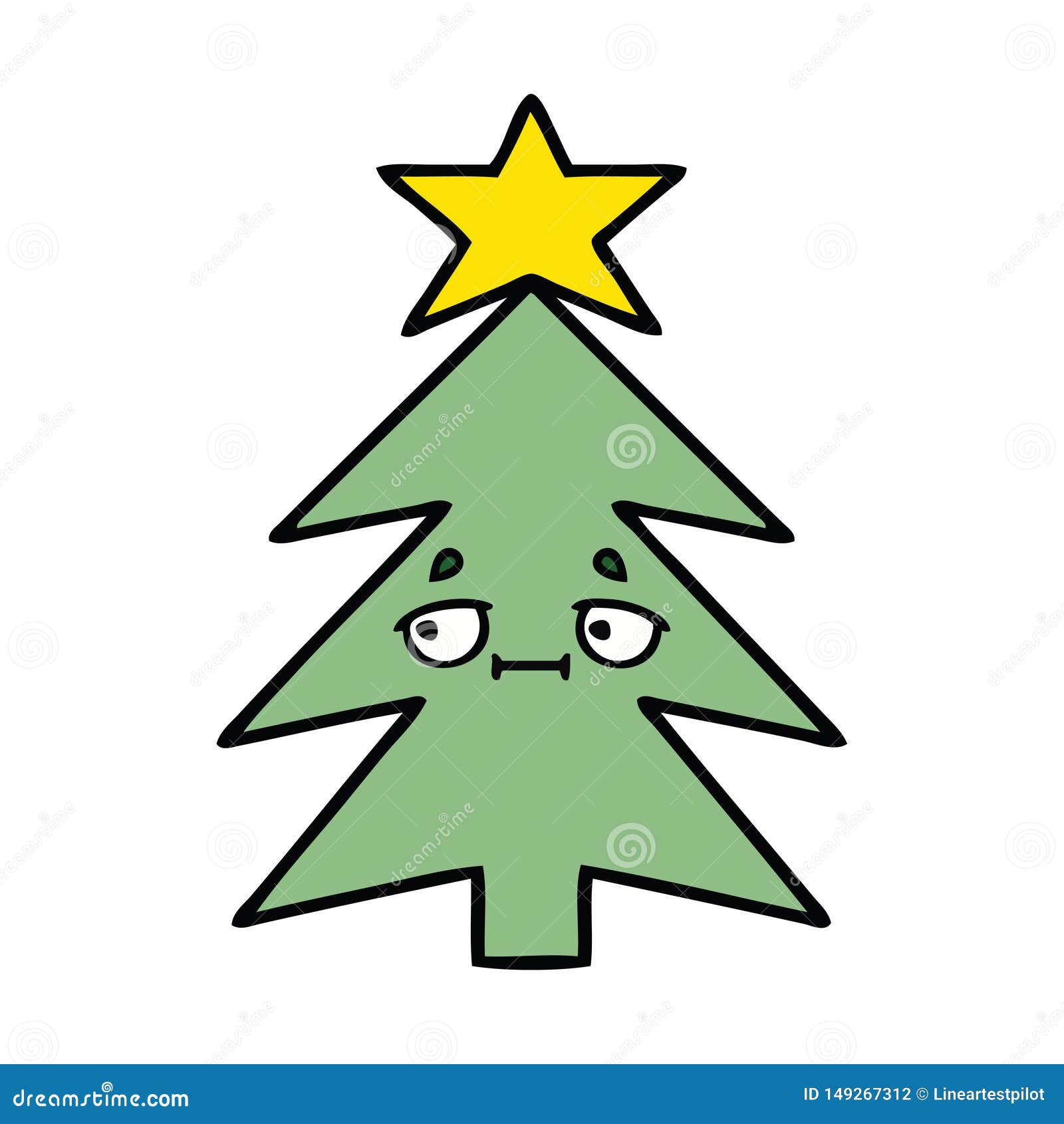 Cute Cartoon Christmas Tree Stock Vector - Illustration of tree ...