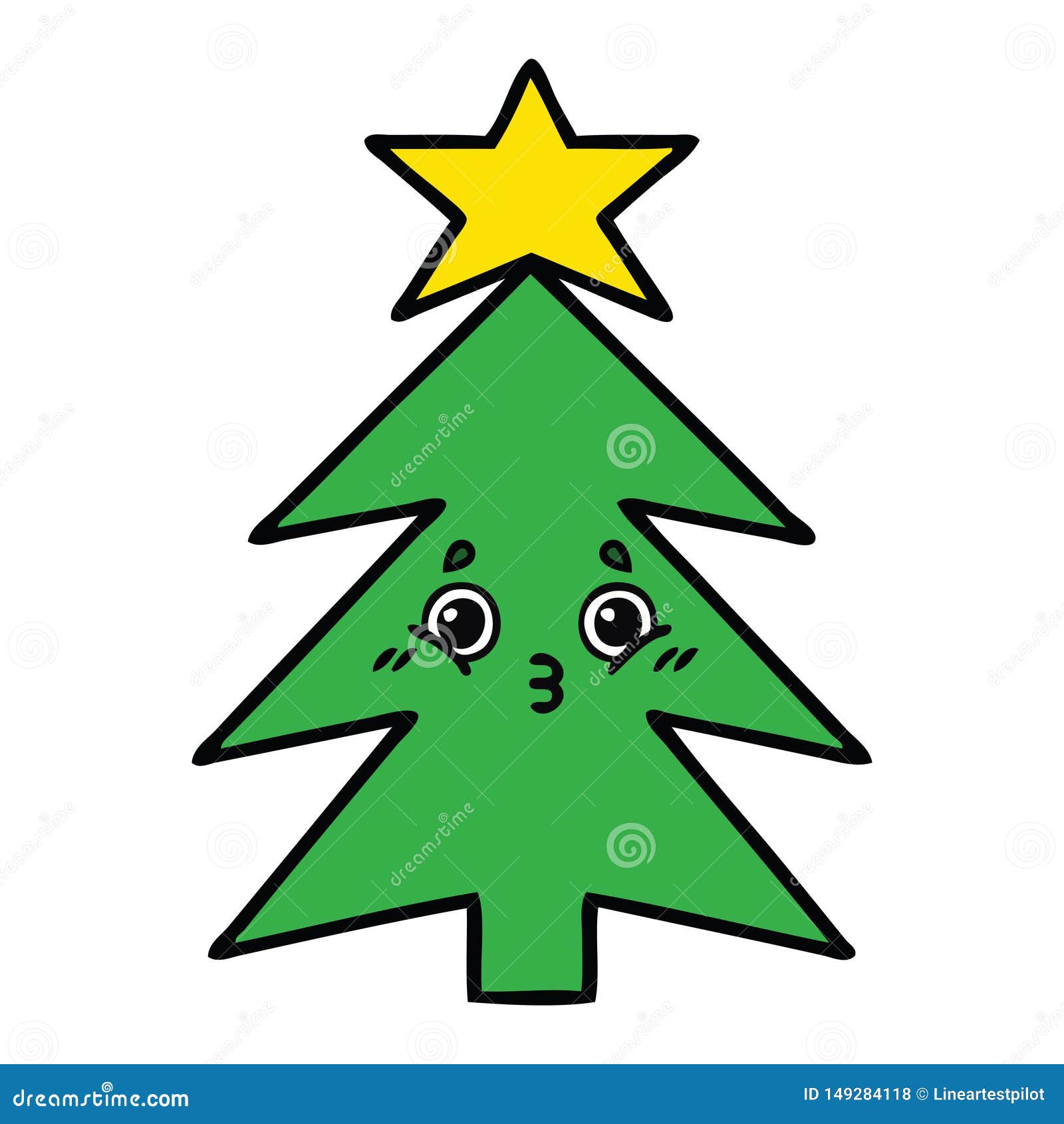Cute Cartoon Christmas Tree Stock Vector - Illustration of clipart ...