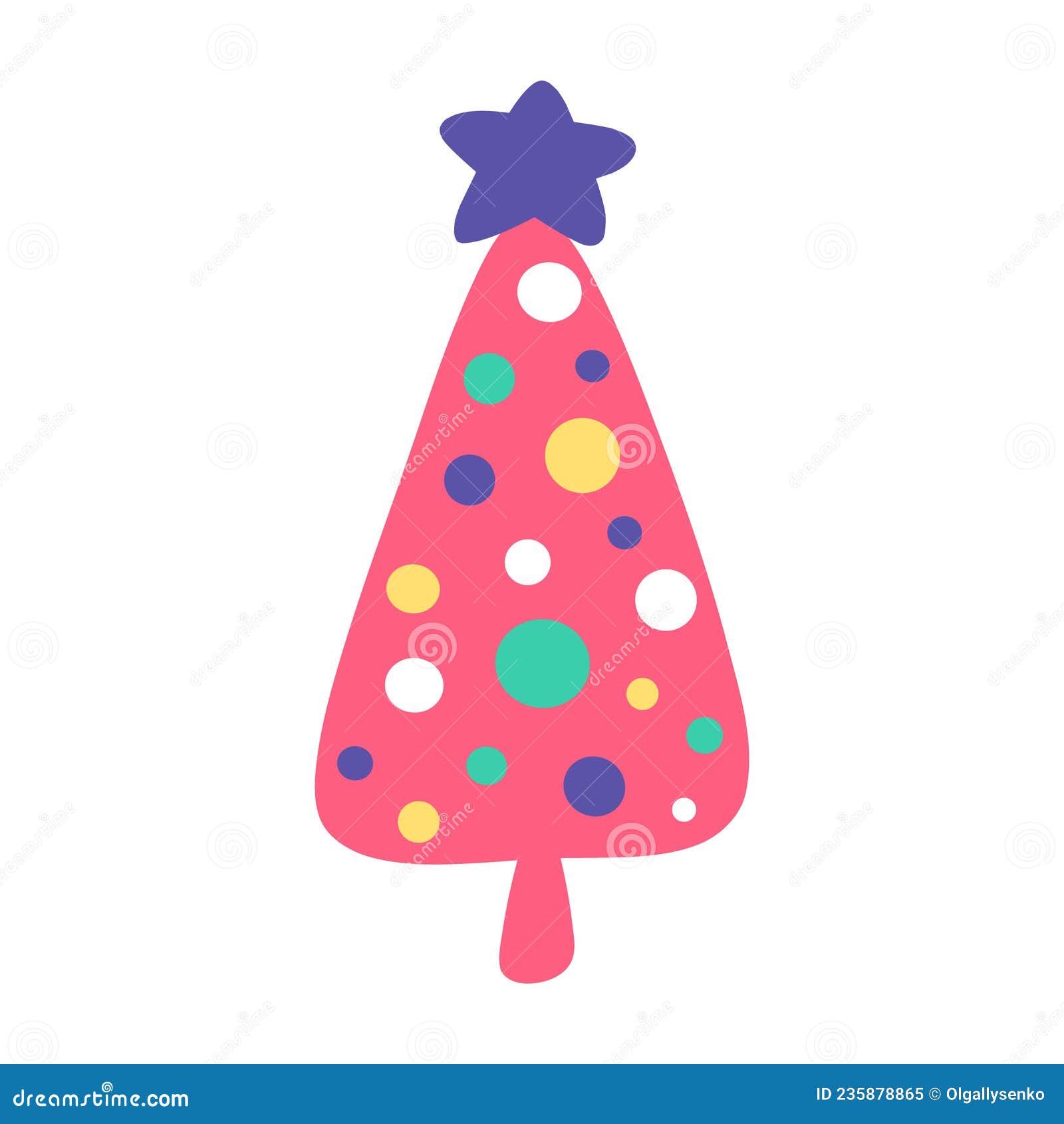Cute Cartoon Christmas Tree with Lights and a Star Stock Vector ...