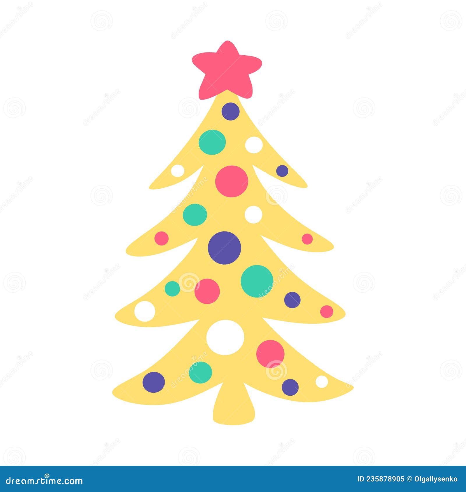 Cute Cartoon Christmas Tree with Lights and a Star Stock Vector ...