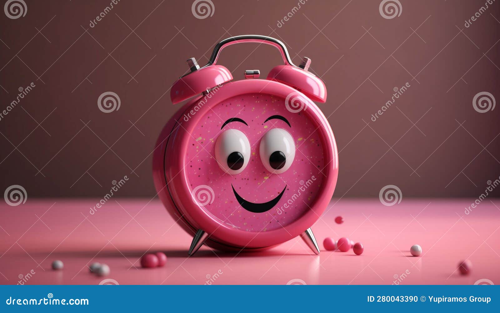 Cute Cartoon Clock Smiling, Waking Up With Cheerful Countdown Timer ...