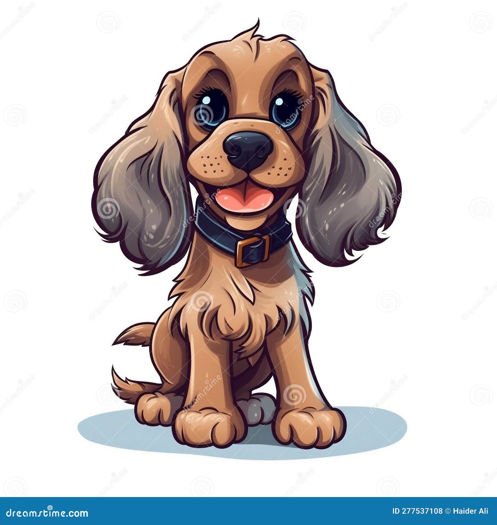 Cute Cartoon Cocker Spaniel. Generative AI Stock Photo - Image of ...
