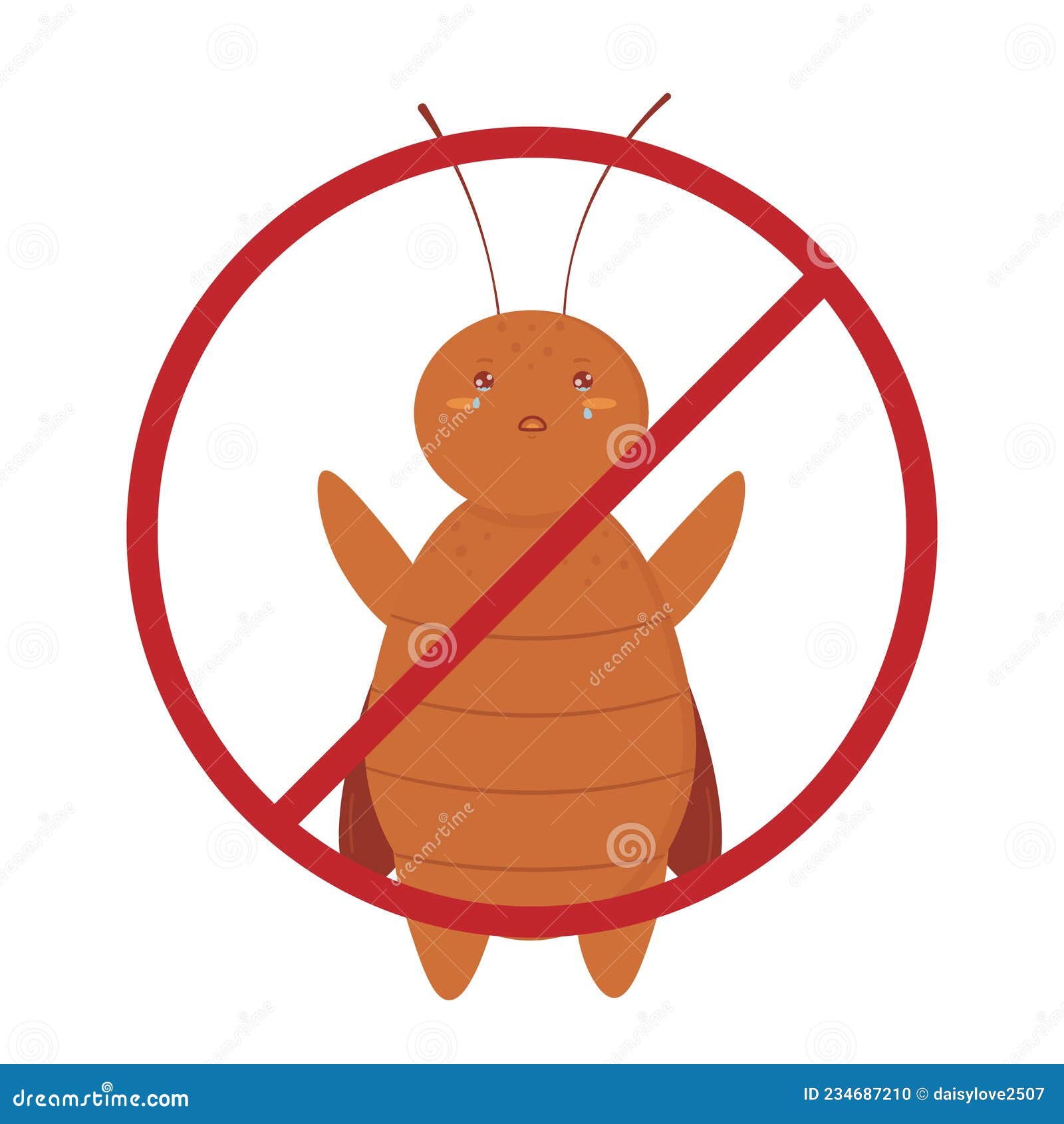 Cute Cartoon Cockroach Crying. Art No Insects Stock Vector ...