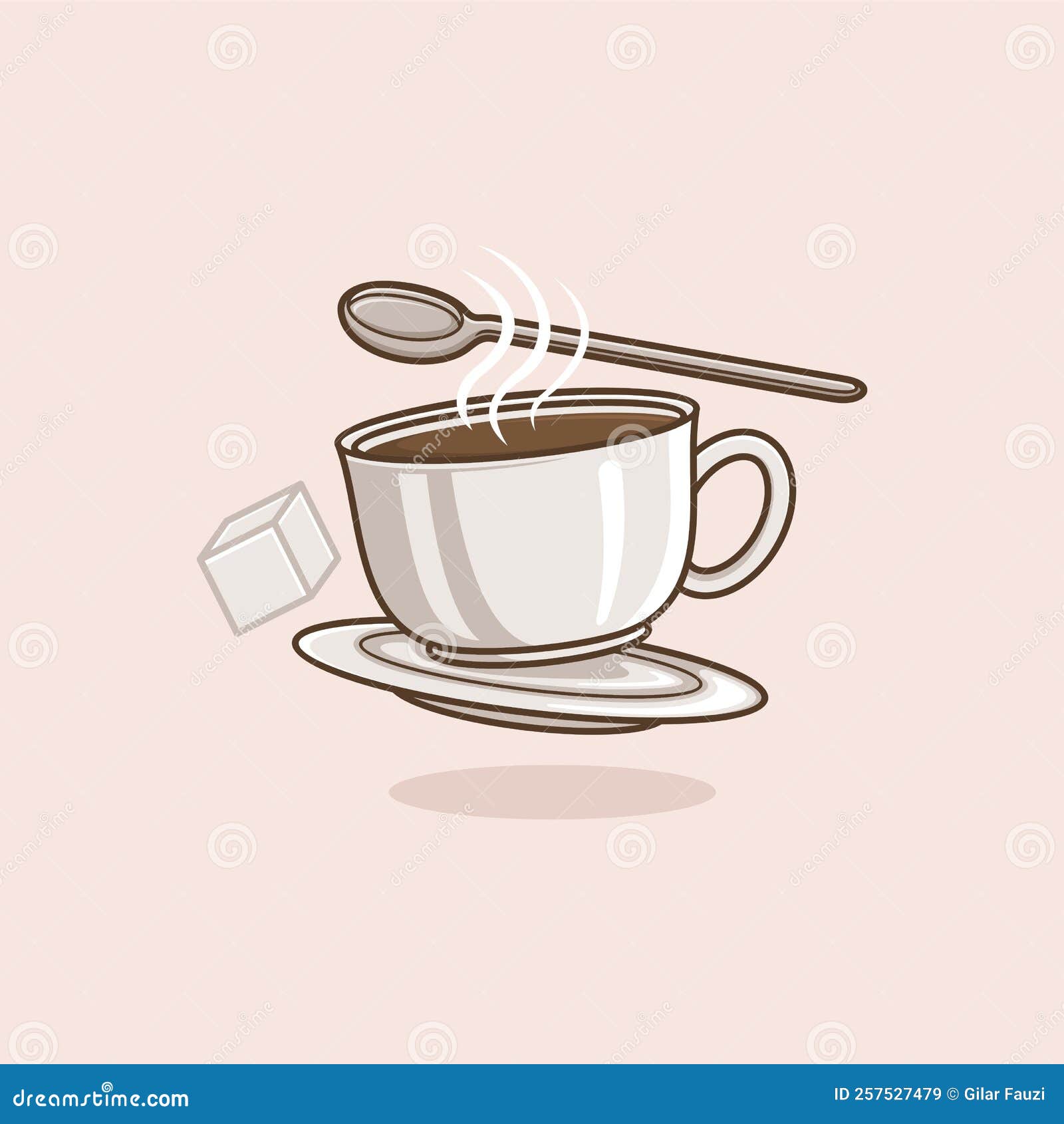 Cute cartoon coffee cup stock vector. Illustration of spoon - 257527479