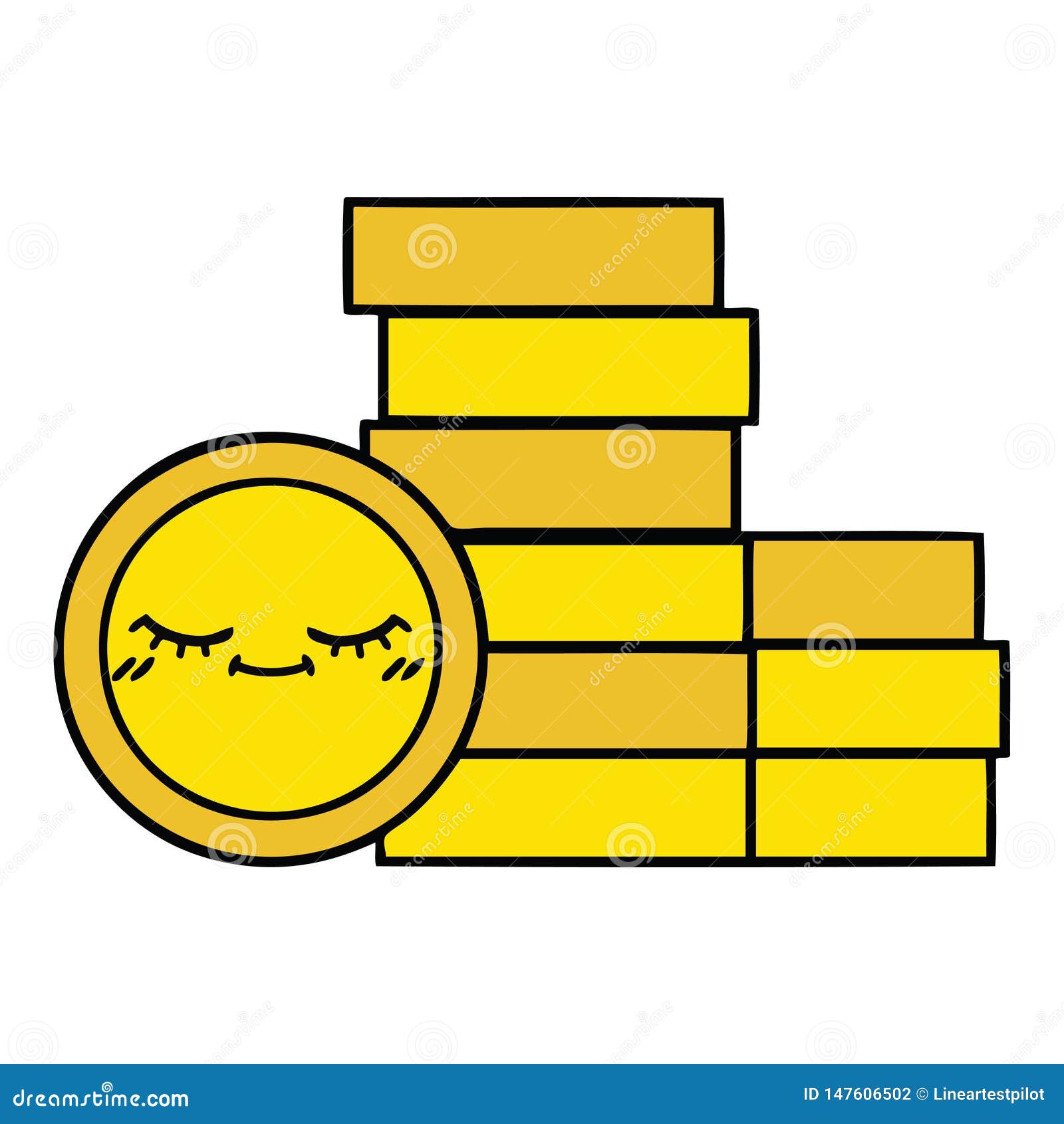 Cute cartoon coins stock vector. Illustration of hand - 147606502