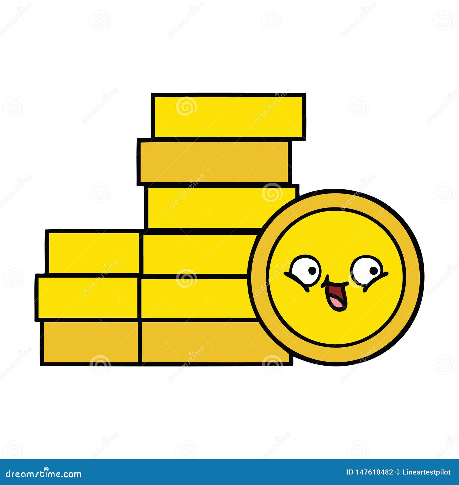Cute cartoon coins stock vector. Illustration of coins - 147610482