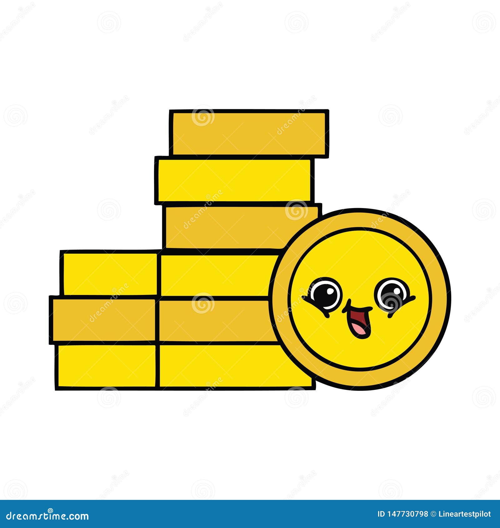Cute cartoon coins stock vector. Illustration of pounds - 147730798