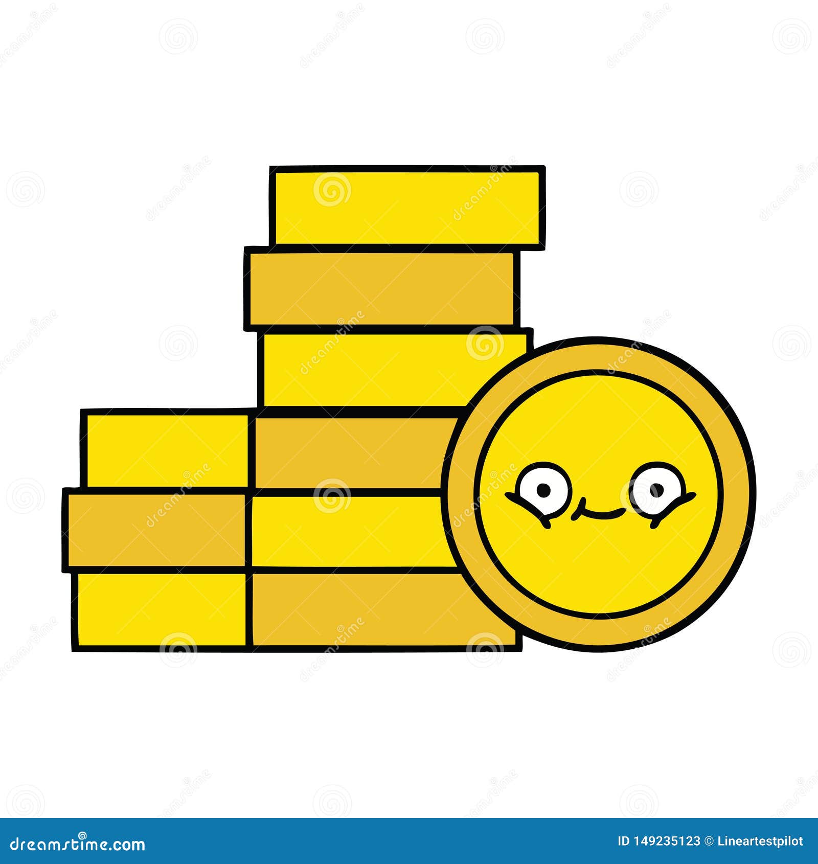 Cute cartoon coins stock vector. Illustration of drawing - 149235123