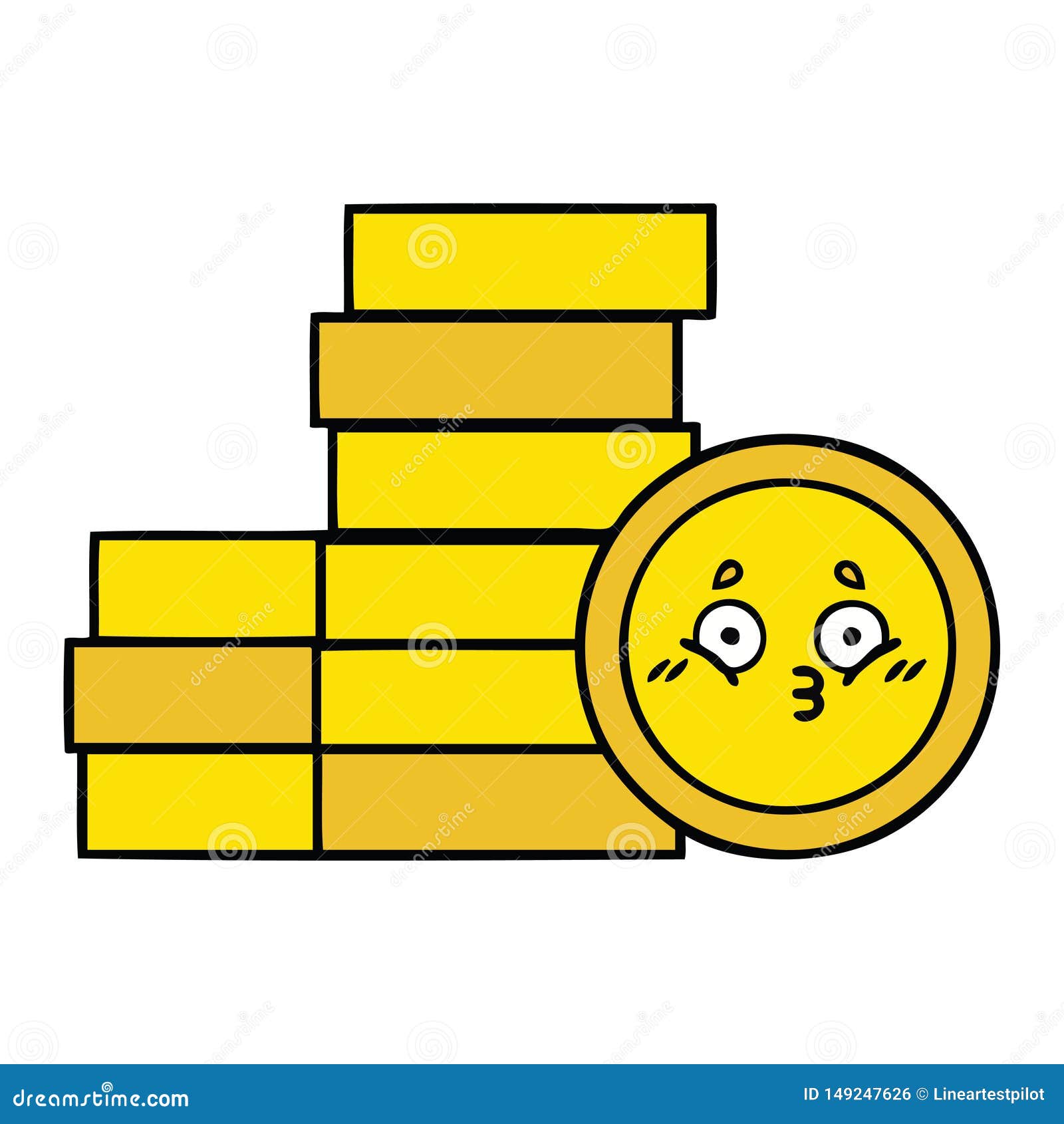 Cute cartoon coins stock vector. Illustration of freehand - 149247626