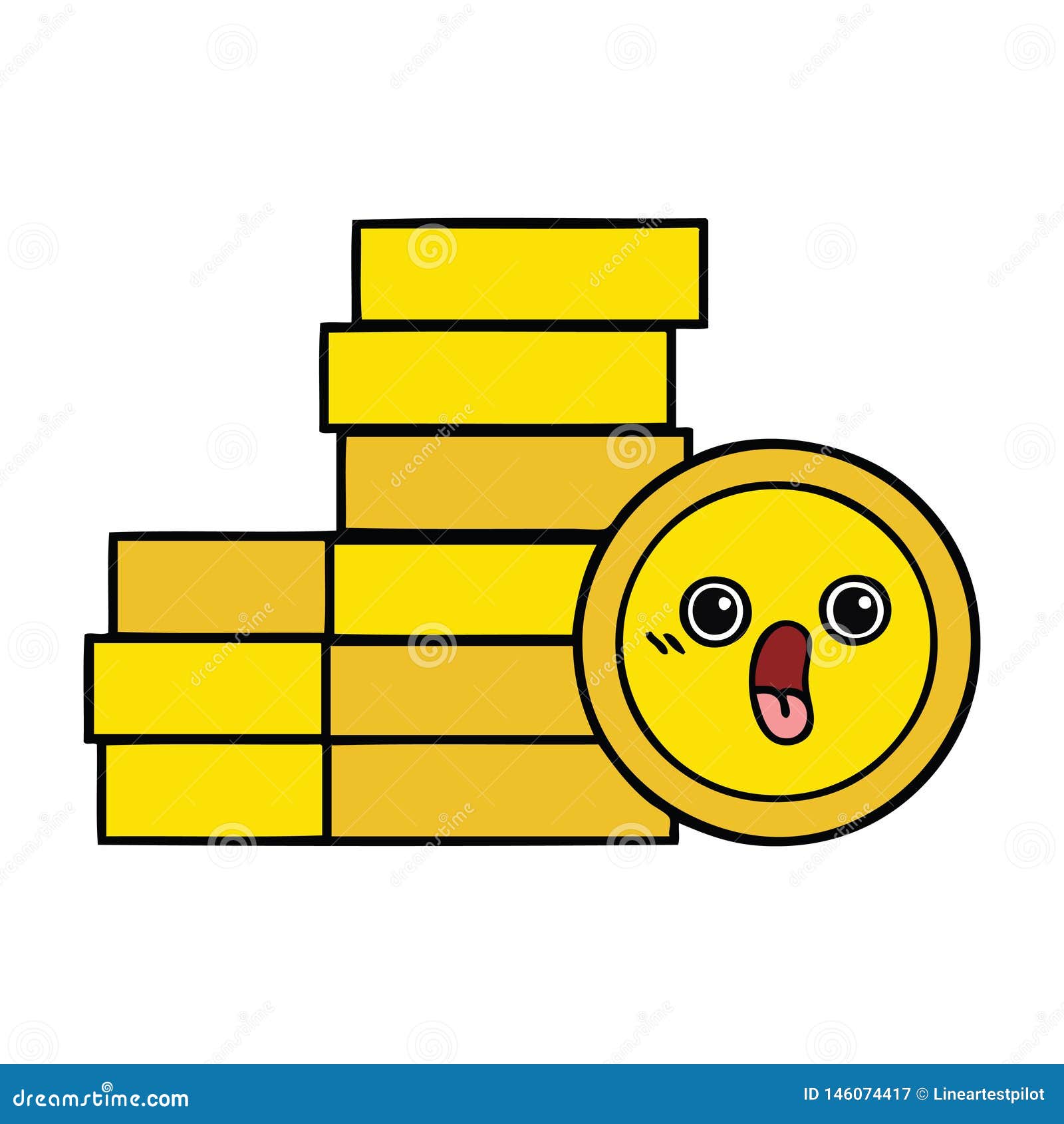 Cute cartoon of a coins stock vector. Illustration of coins - 146074417